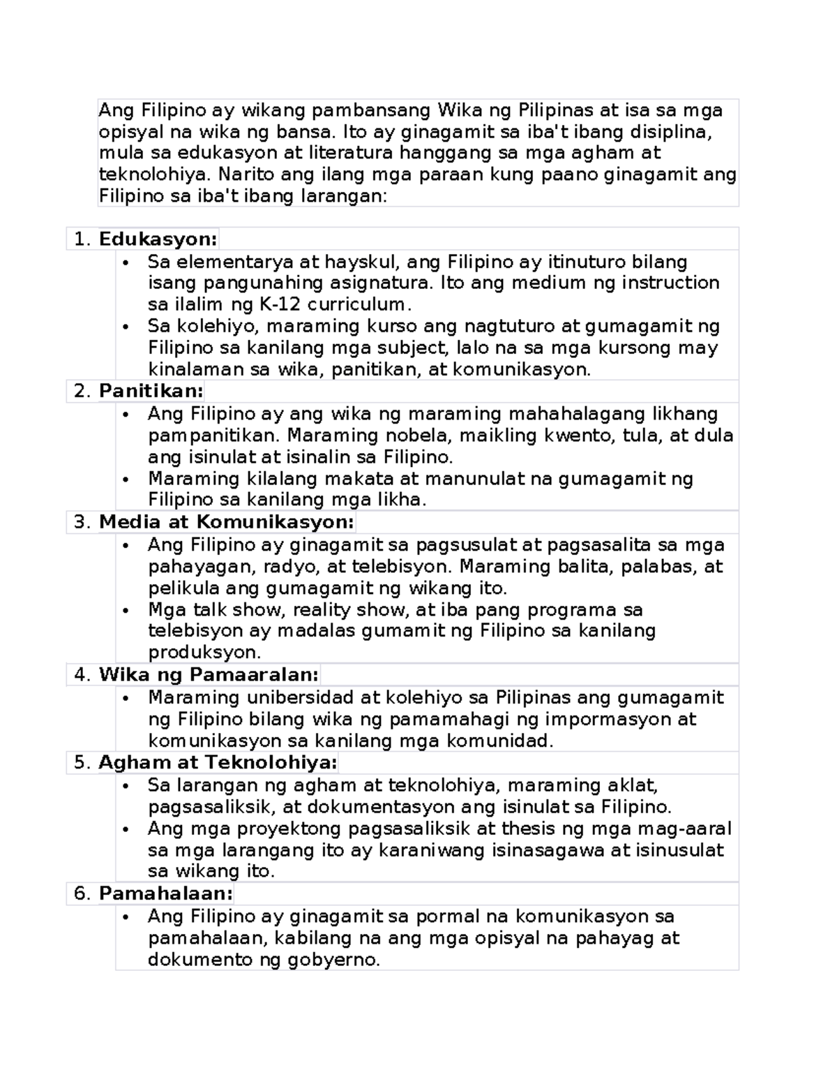Ang Filipino ay wikang pambansang Wika ng Pilipinas at isa sa mga ...