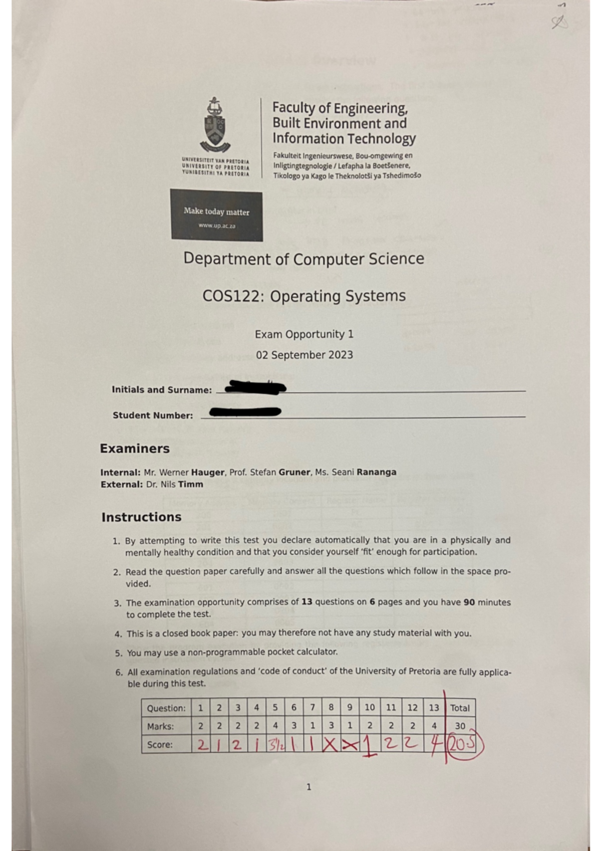 COS 122 ST1 2023 - practice paper - Faculty of Engineering, Built Environment and Information ...