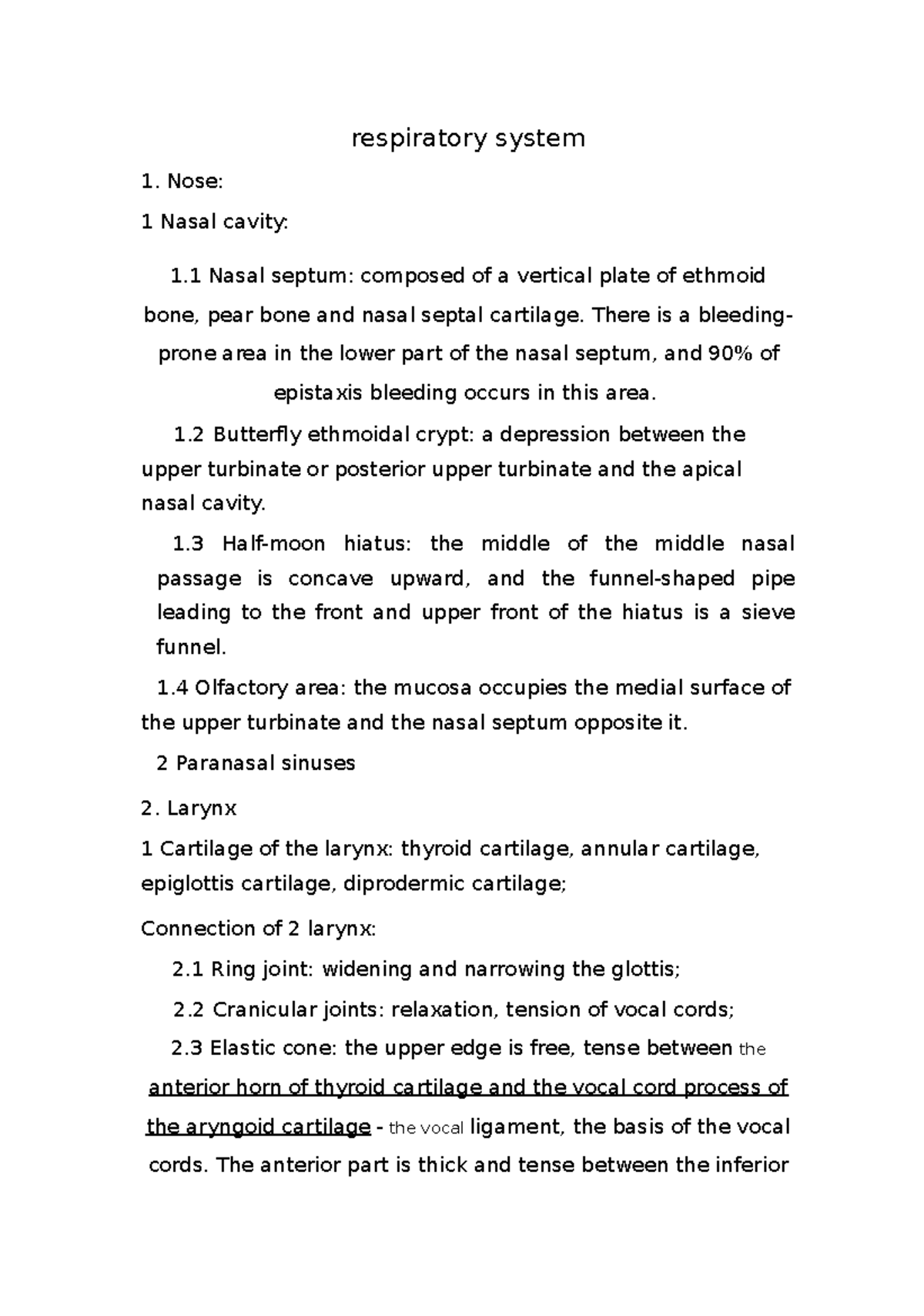 Summary of Breathing Exercises BI 232 - respiratory system 1. Nose: 1 ...