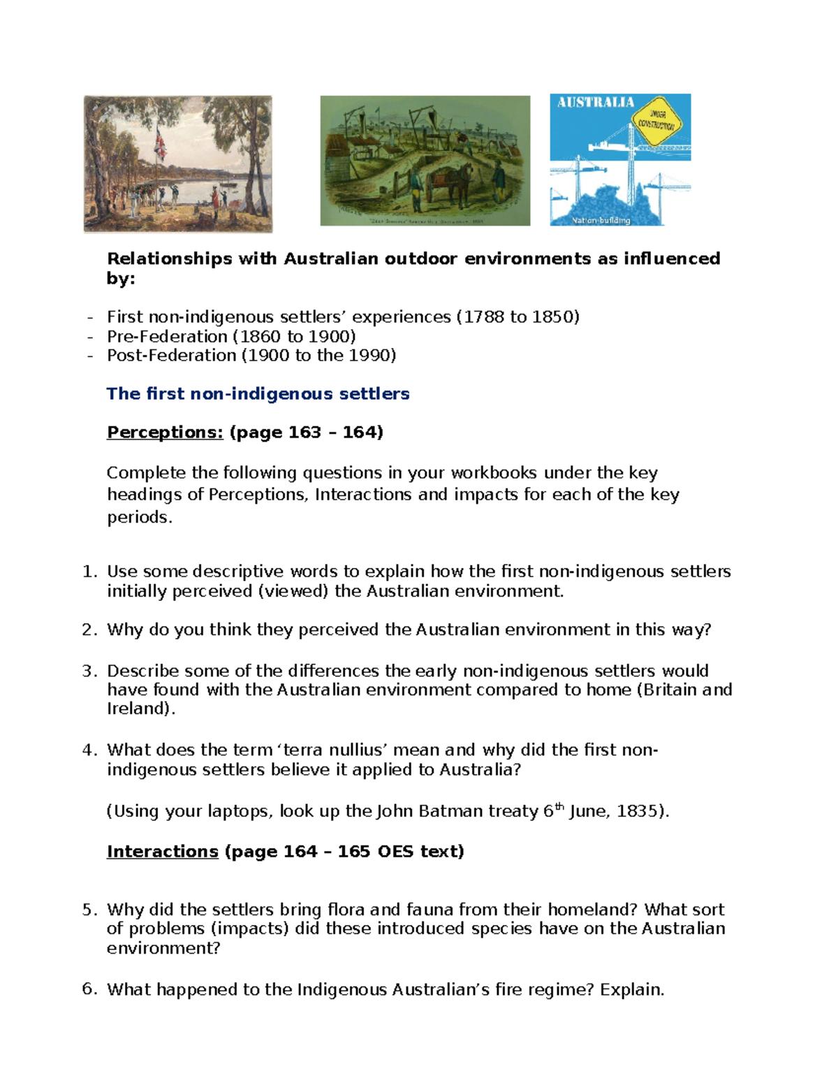 Learning Activity 2 First non-indigneous settlers relationships ...