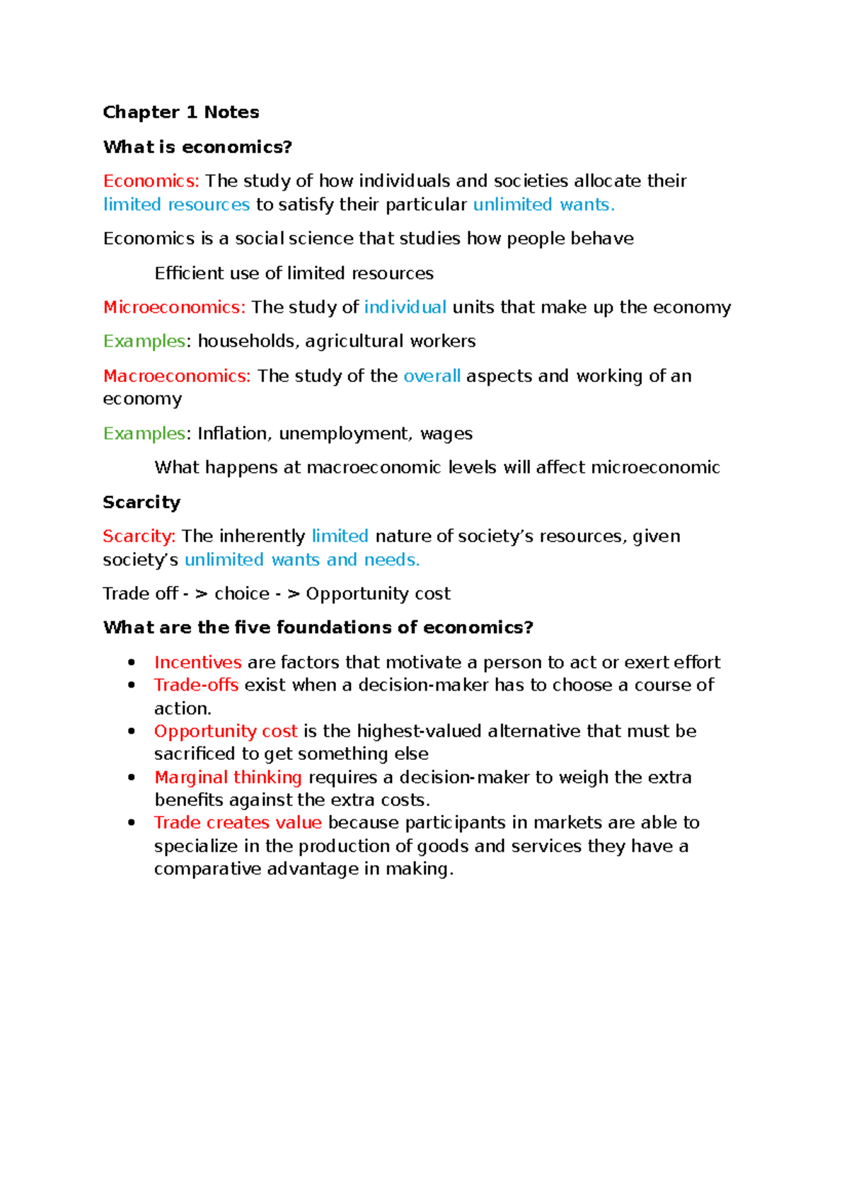 Chapter 1 Notes - Summary Principles Of Microeconomics - Chapter 1 ...