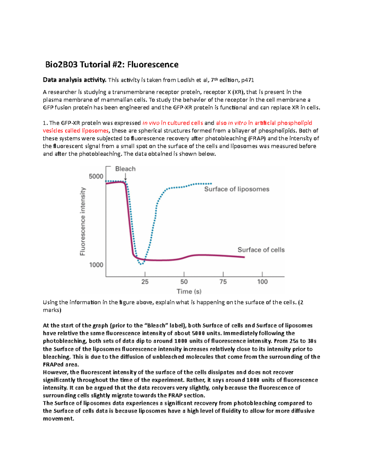 Bio 2B03 2 Assignment 2 - Fluorescence - Bio2B03 Tutorial #2 ...