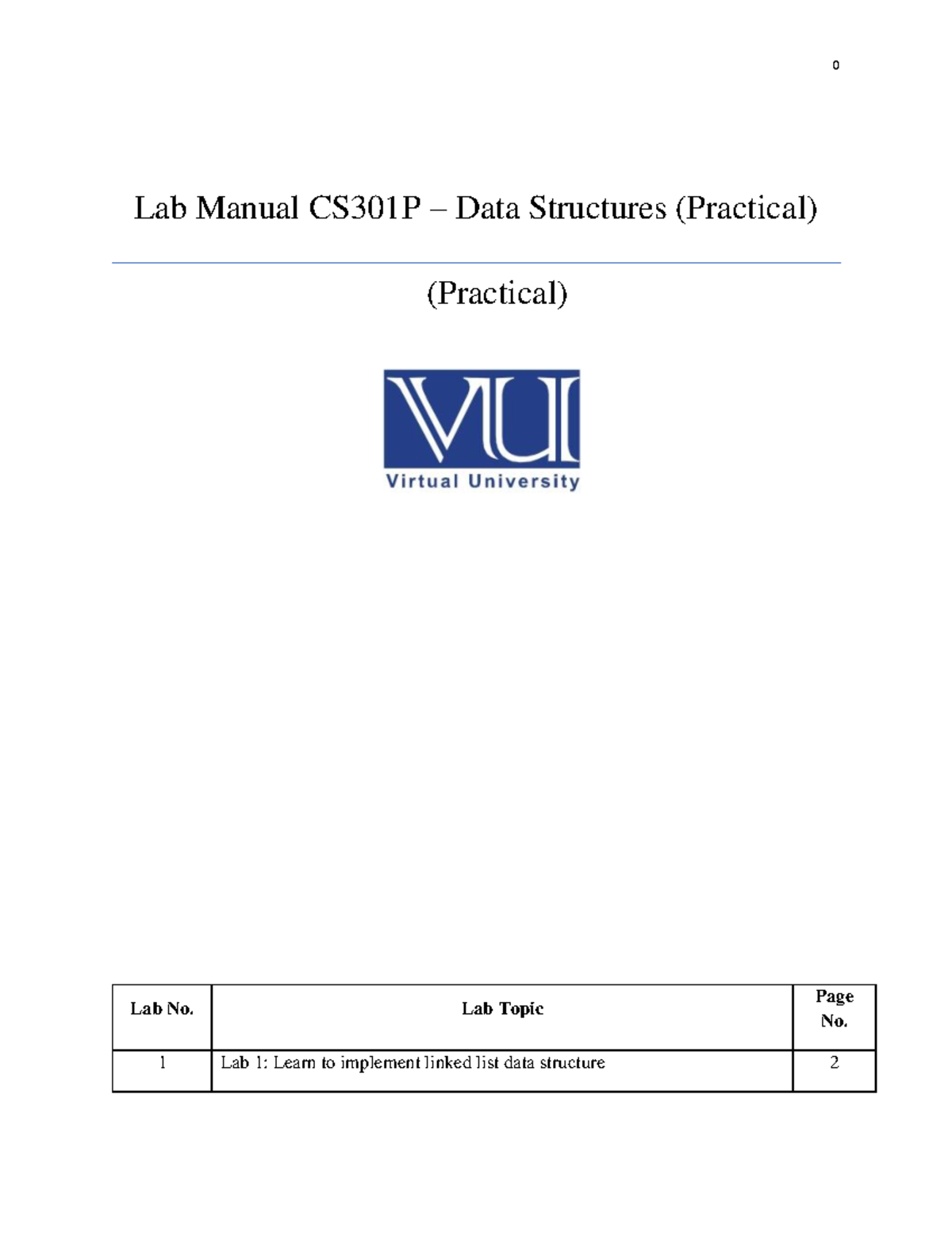 CS301 P Lab Exercises - Lab Manual CS301P – Data Structures (Practical ...