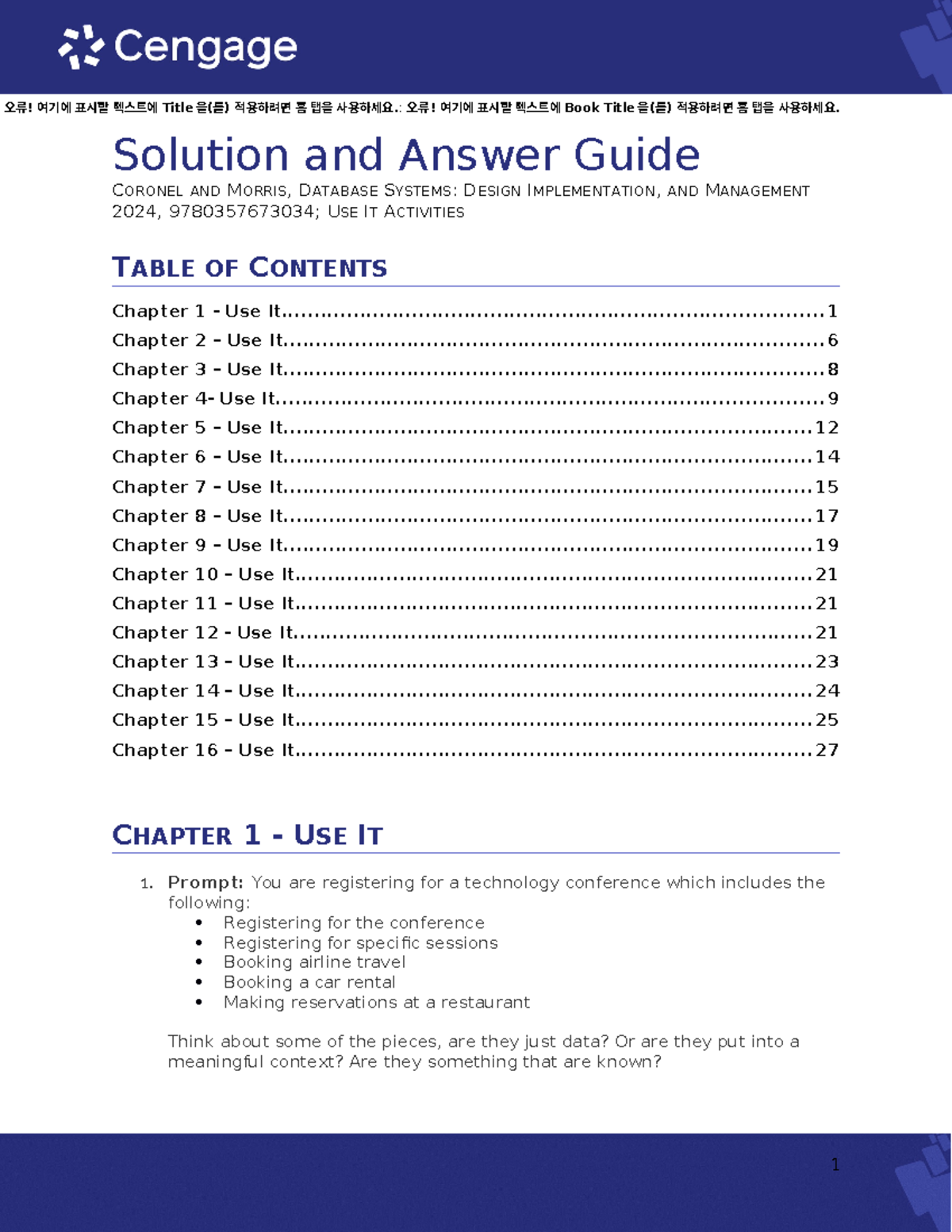 Useitsample - Coronel - Solution and Answer Guide CORONEL AND MORRIS ...