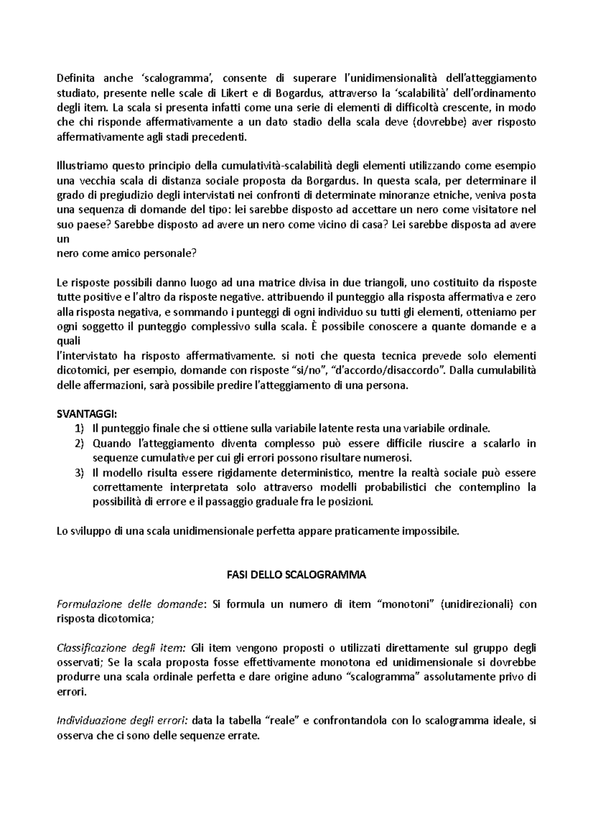 La scala di Guttman - Definita anche ‘scalogramma’, consente di ...