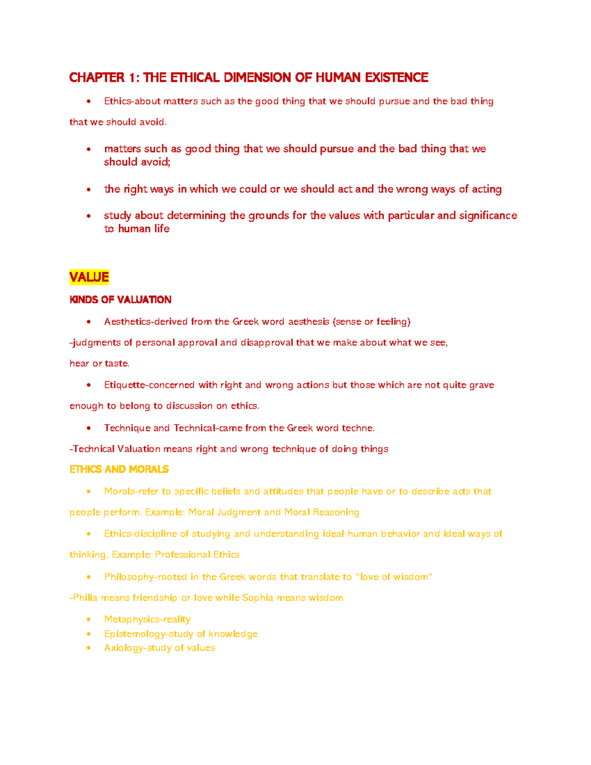 Ethics-Report - blablabla - CHAPTER 1: THE ETHICAL DIMENSION OF HUMAN EXISTENCE Ethics-about ...