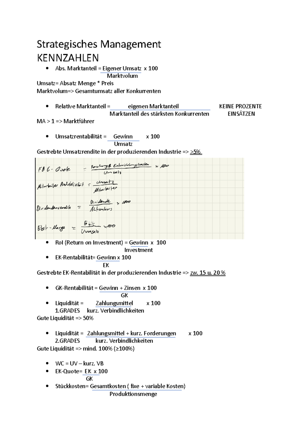 Kennzahlen - Strategisches Management KENNZAHLEN Abs. Marktanteil ...