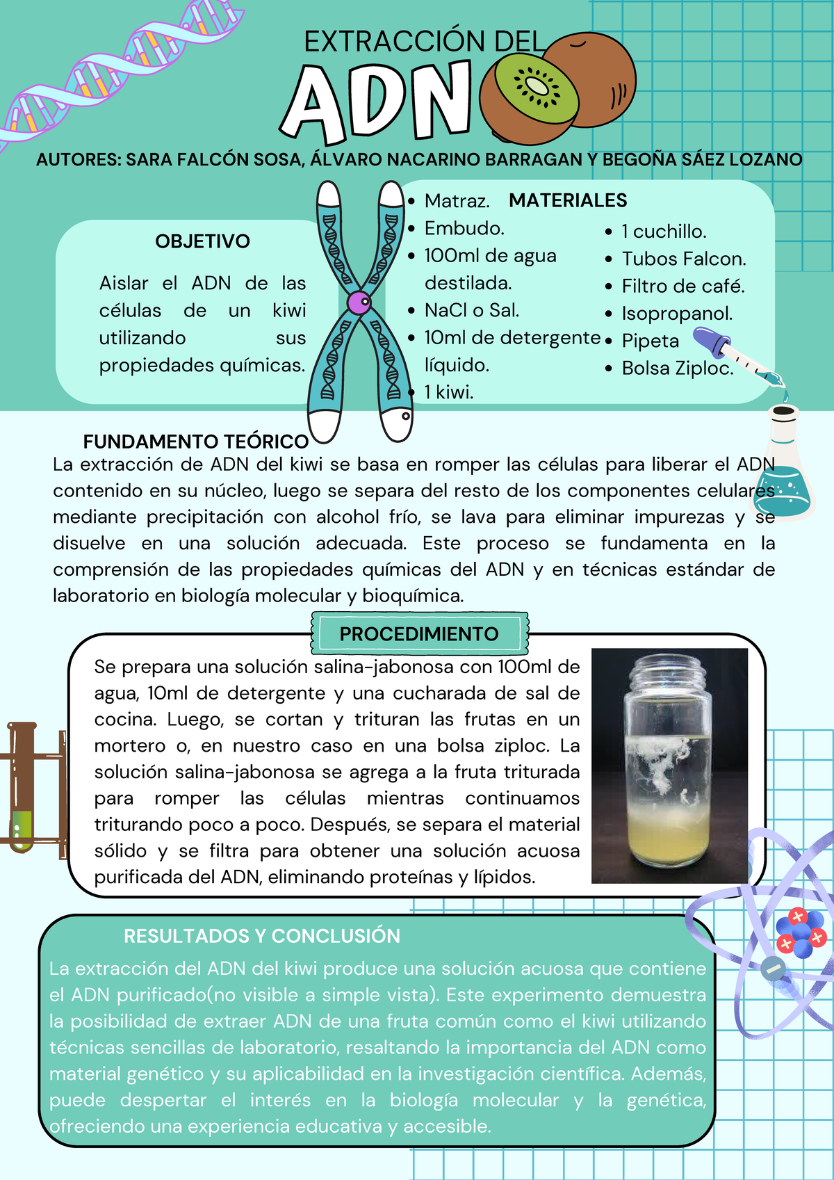Poster Proyecto de Ciencias - EXTRACCIÓN DEL ADNADN OBJETIVO Aislar el ...