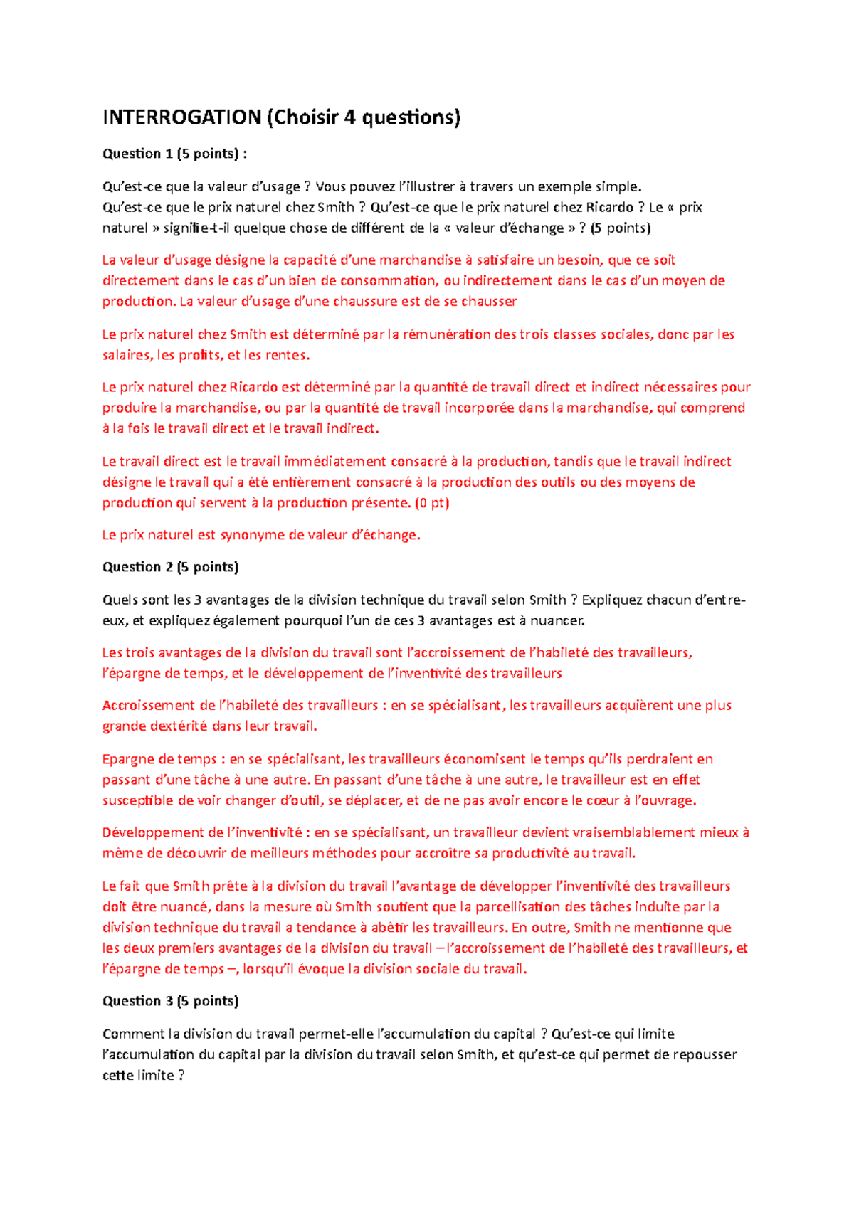 Correction CC1 - cc 1 - INTERROGATION (Choisir 4 questions) Question 1 (5 points) : Qu’est-ce ...