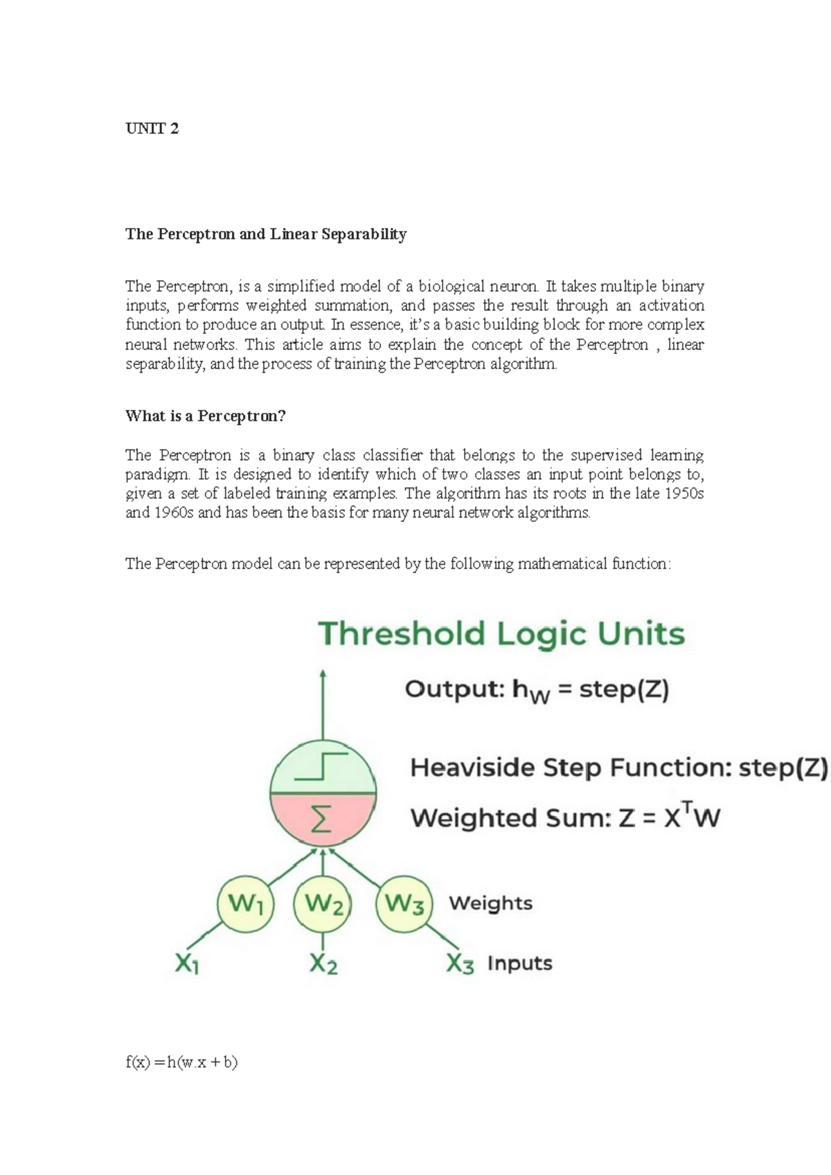The Perceptron and Linear Separability - It takes multiple binary ...