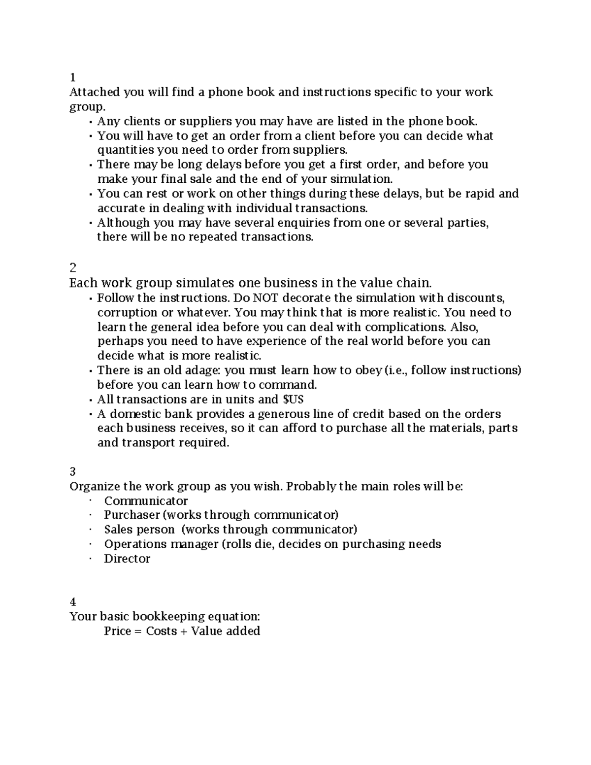 0 general instructions - 1 Attached you will find a phone book and ...