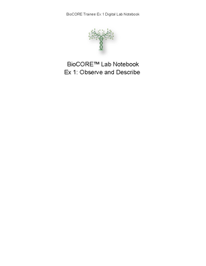 BIO 1802 DLN 3 - Digital lab notebook - Digital Lab Notebook BioCORE ...