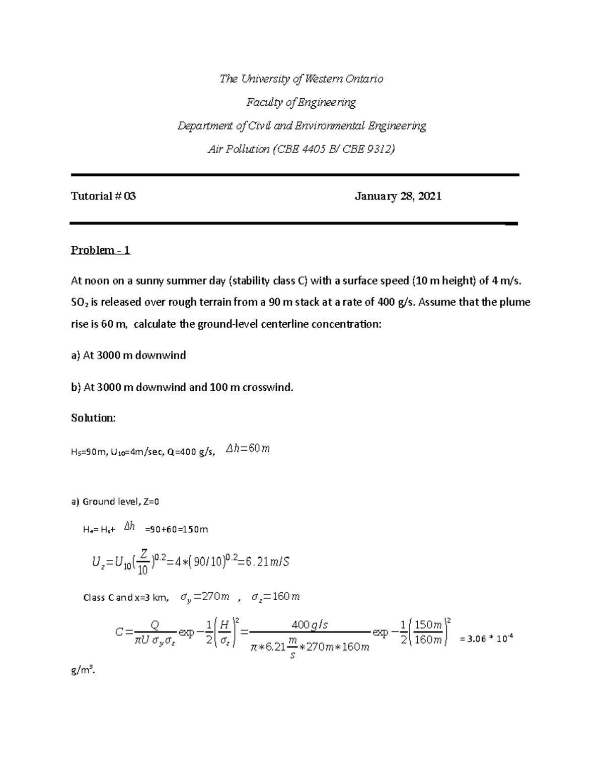 Tutorial 3, 2021 - The University of Western Ontario Faculty of ...
