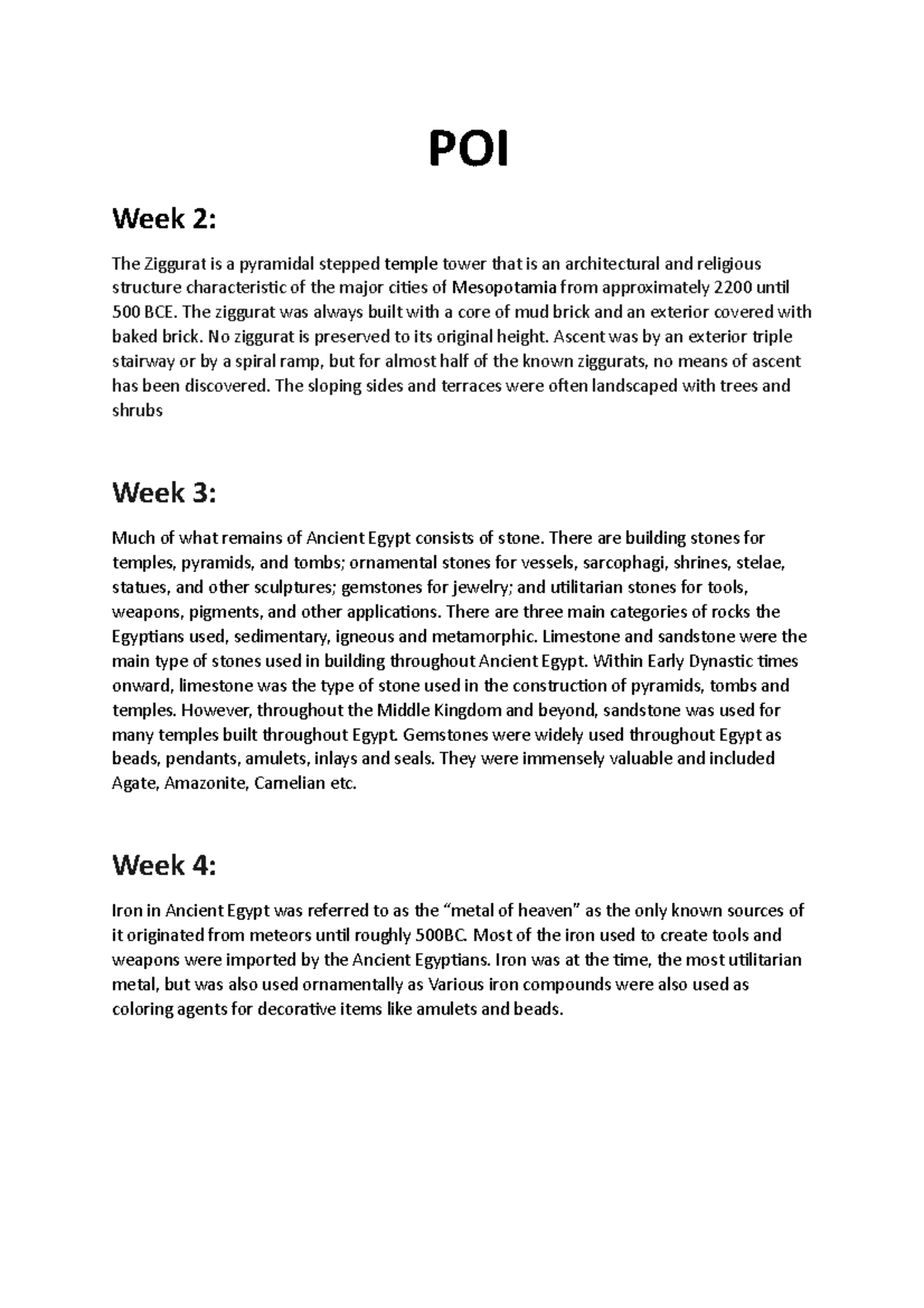 POI - khjh - POI Week 2: The Ziggurat is a pyramidal stepped temple ...