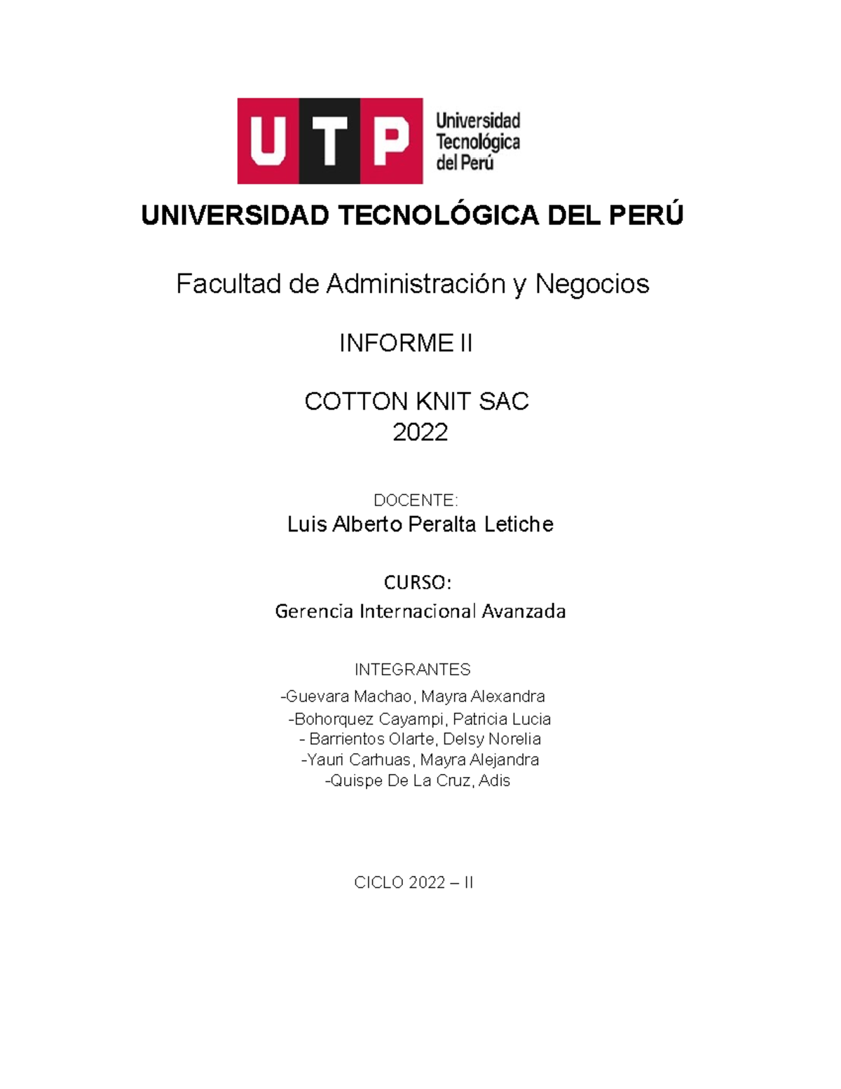 T.A 2 Gerencia - UTP - UNIVERSIDAD TECNOLÓGICA DEL PERÚ Facultad de ...