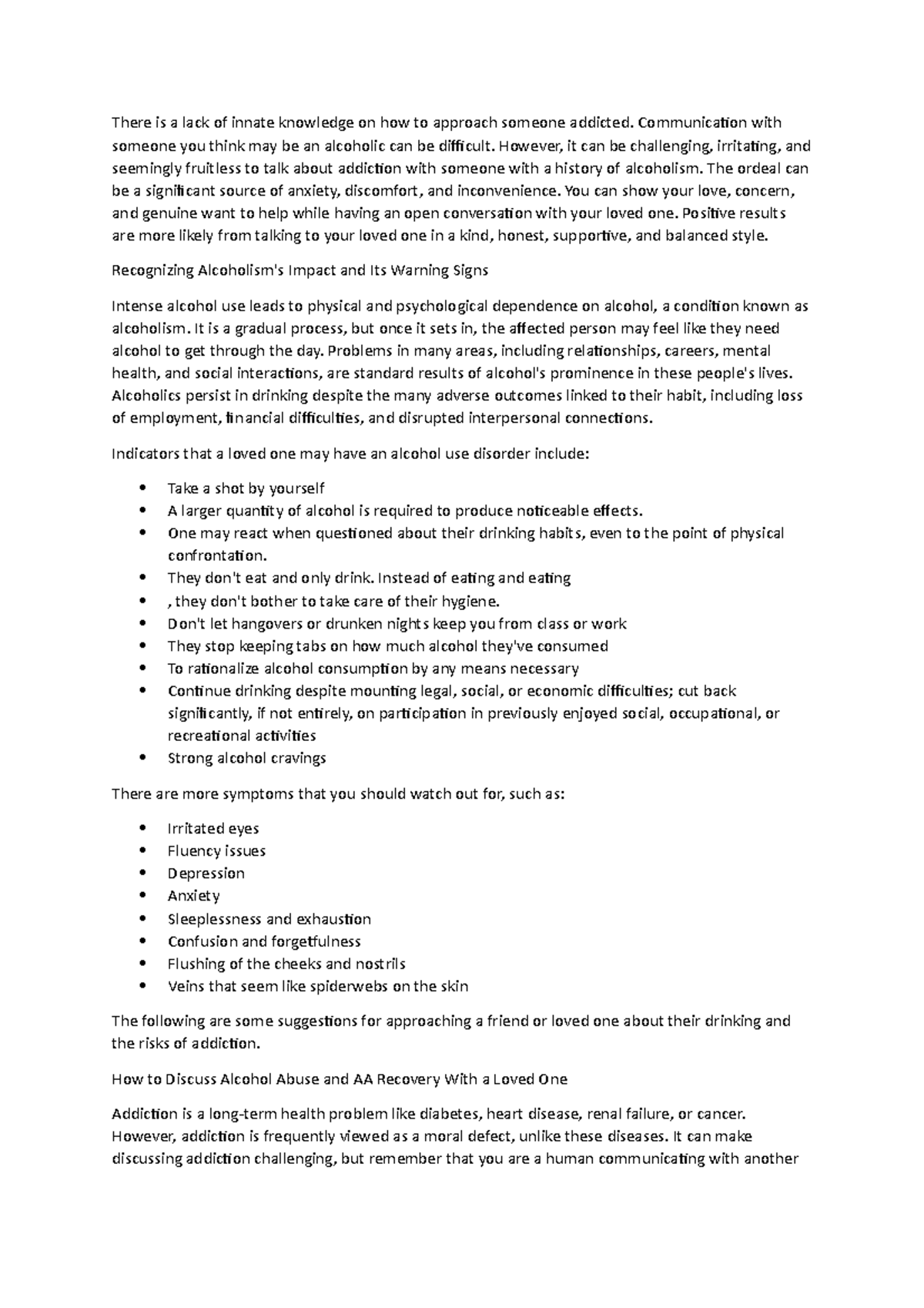 Aa recover - revision material - There is a lack of innate knowledge on ...