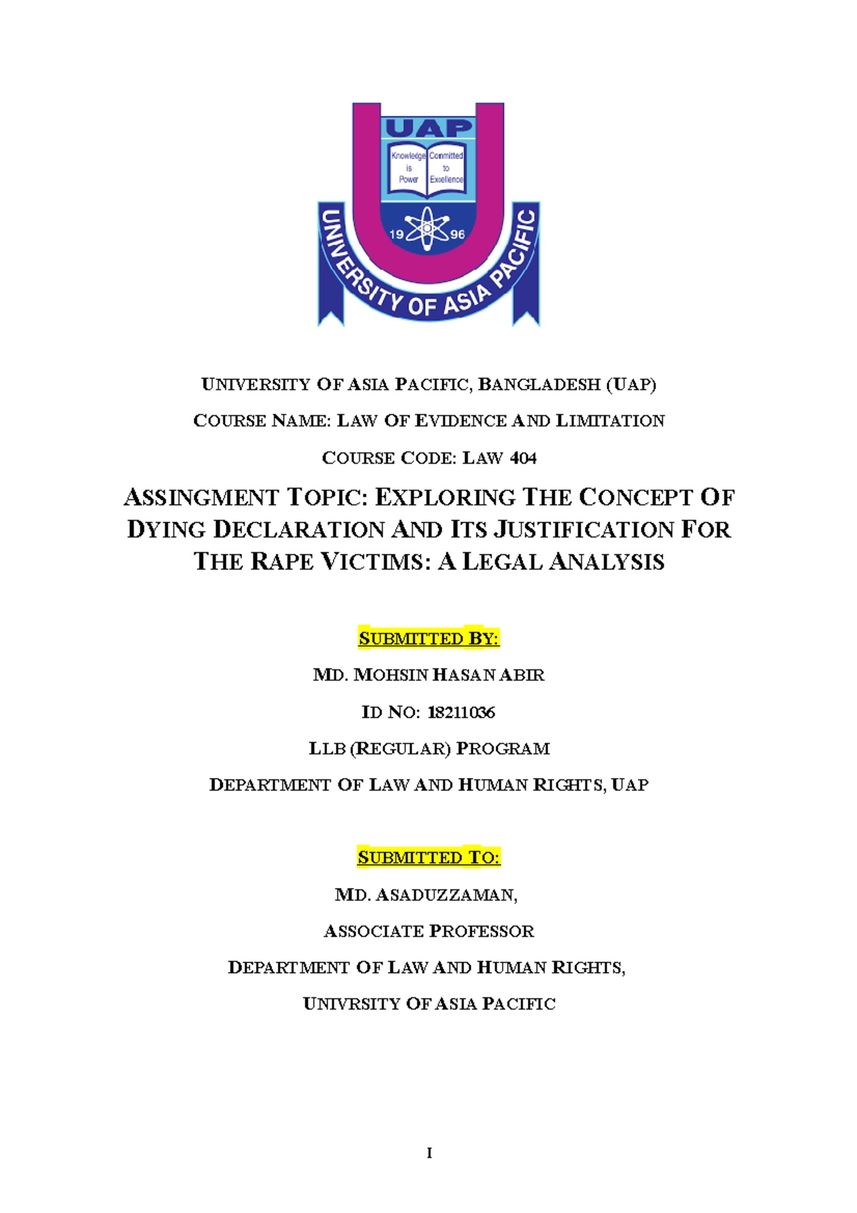 Evidence Law - Dying Declaration Dying Declaration Dying Declaration ...