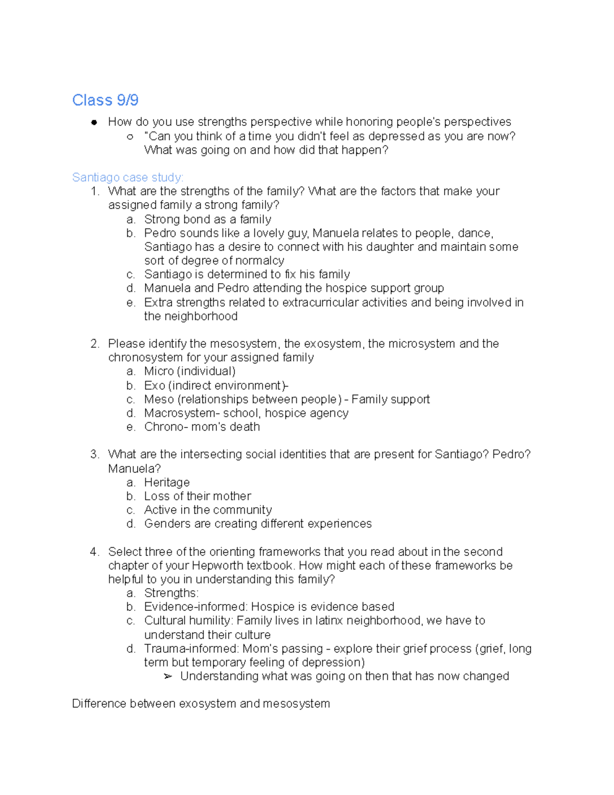 Individual and Family HW and Class Notes - Class 9/ How do you use ...