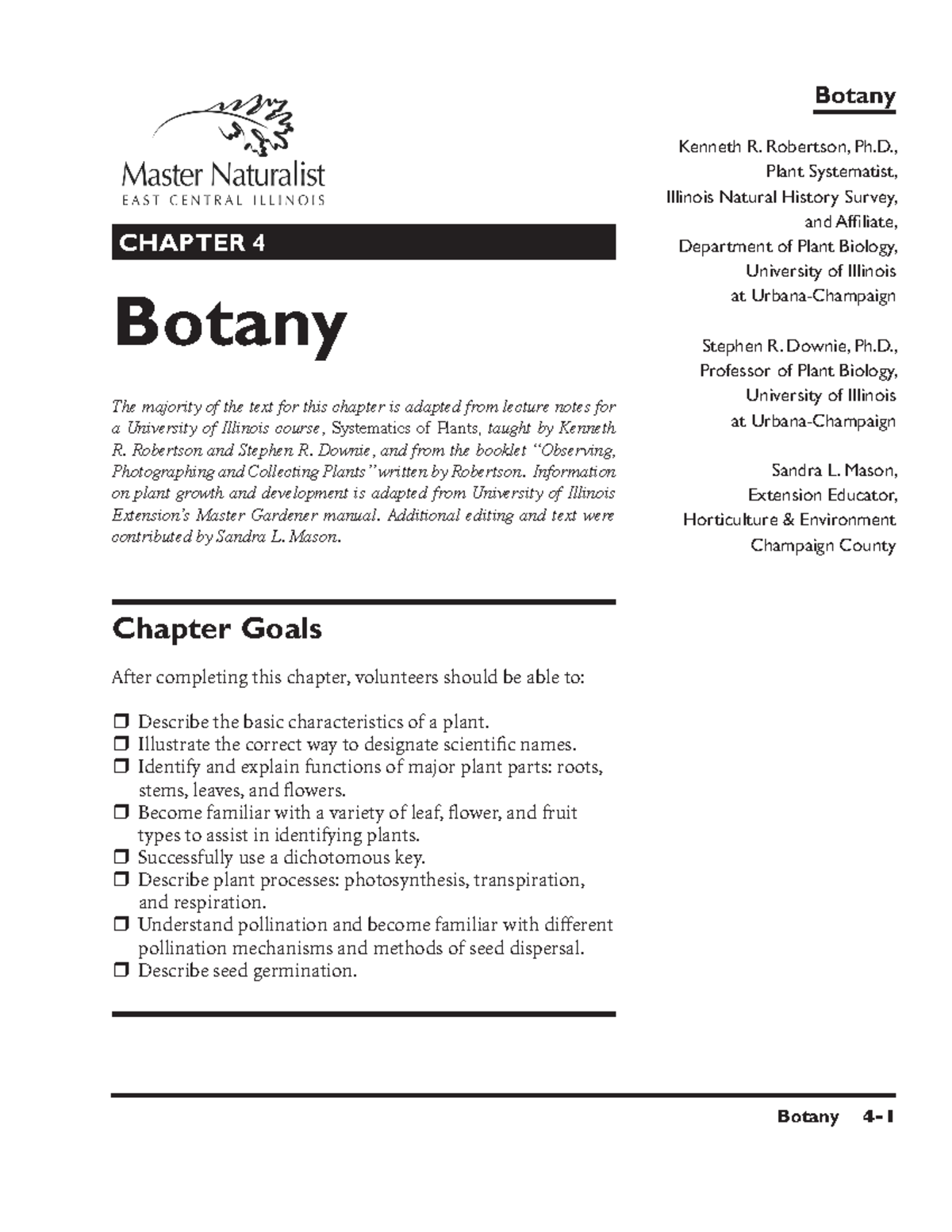 understanding the self - CHAPTER 4 Botany Botany 4- Botany Kenneth R ...