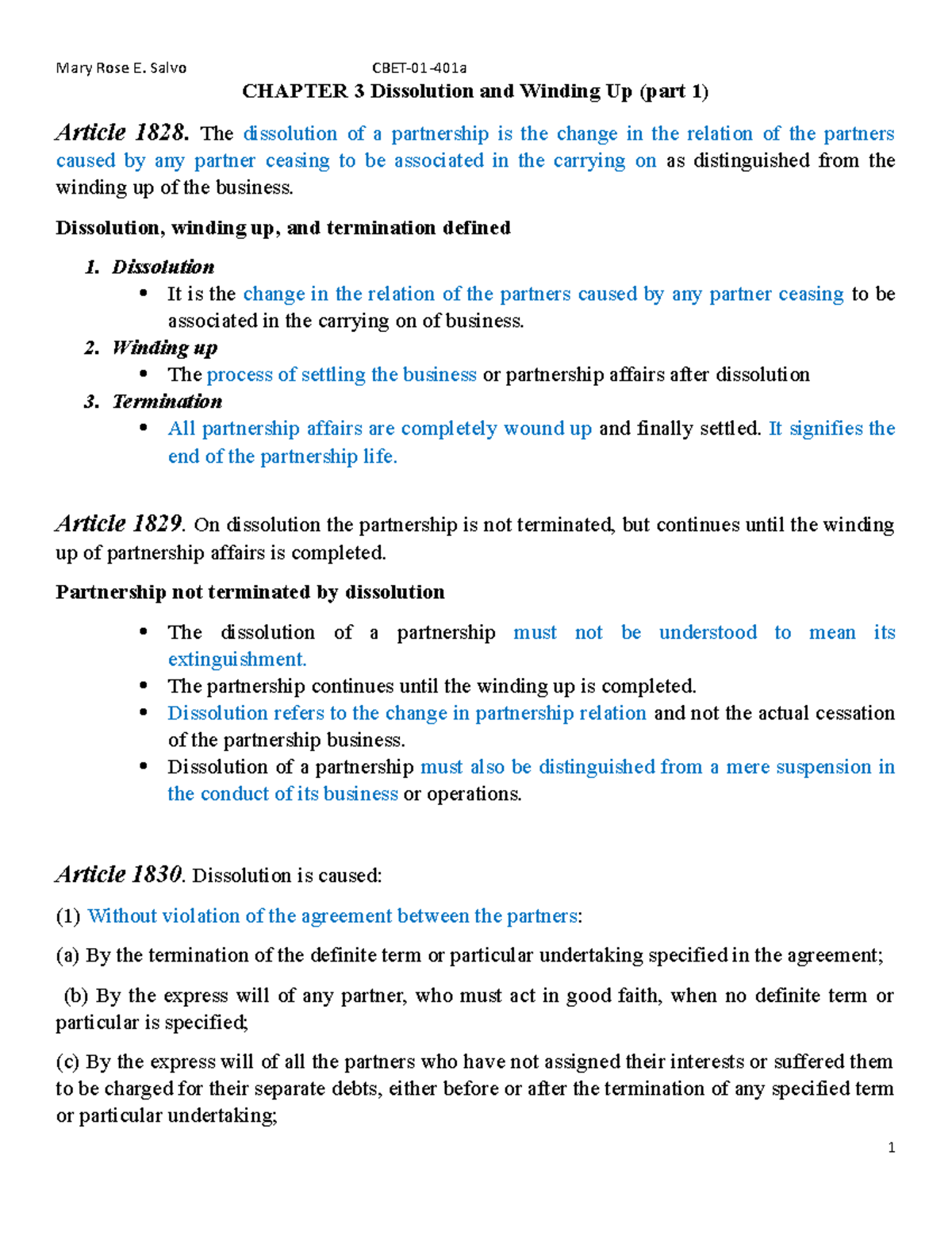 Chapter 3 Dissolution AND Winding UP - CHAPTER 3 Dissolution and Winding Up (part 1) Article ...