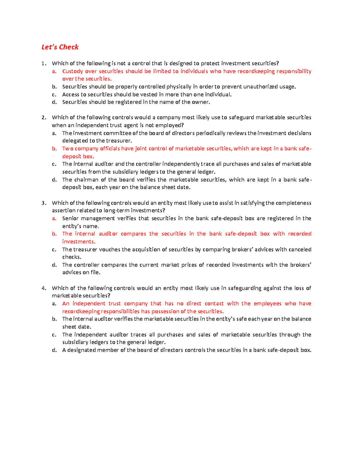 Answer KEY- Lets Check ULO C - Let’s Check Which of the following is ...