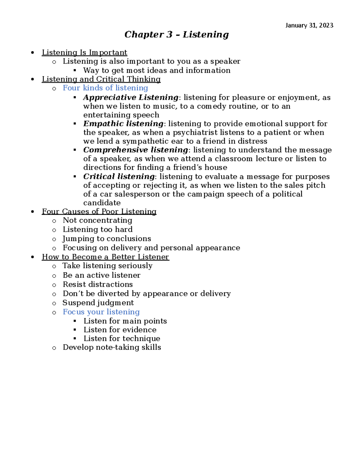 Chapter 3 - Listening - January 31, 2023 Chapter 3 – Listening ...