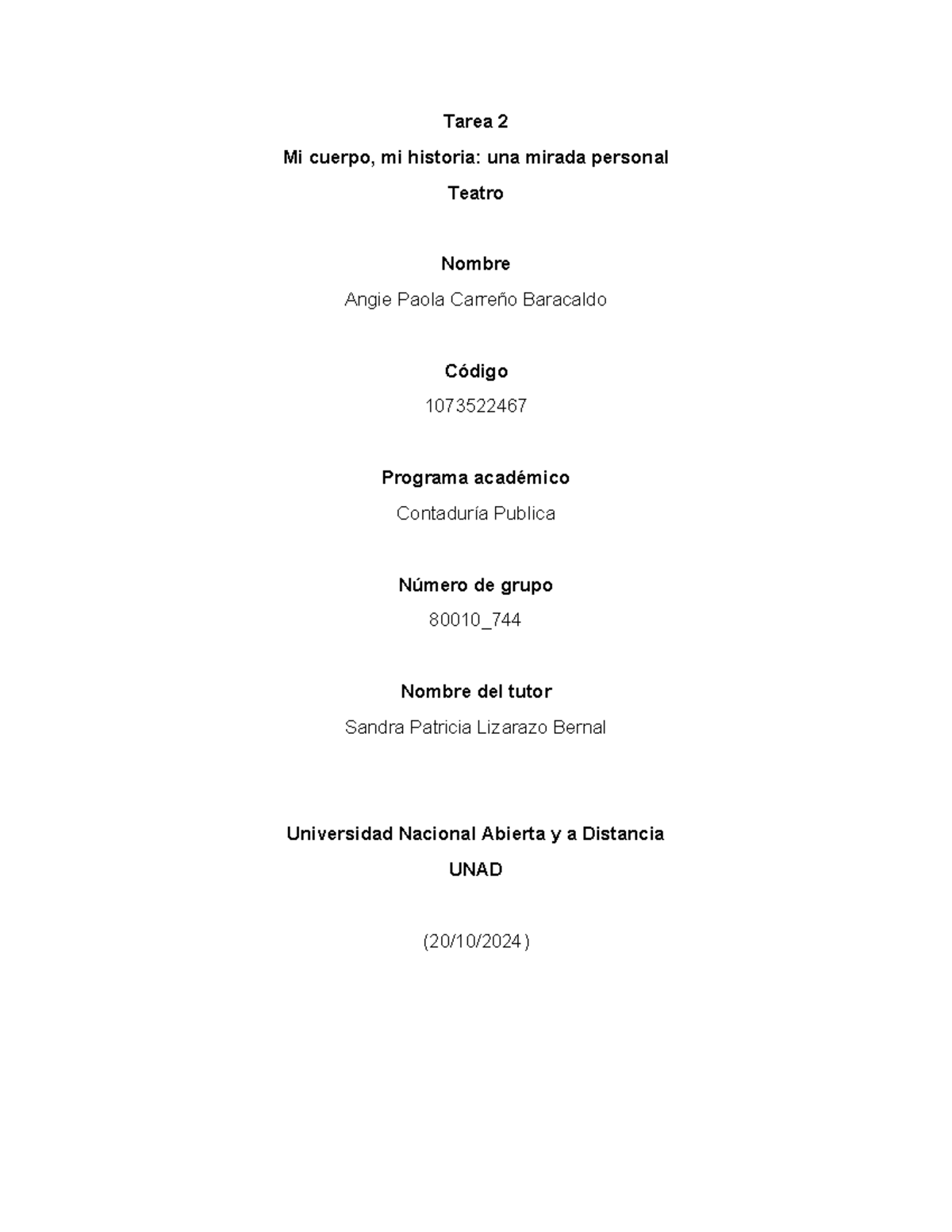 Tarea 2 - Mi cuerpo mi historia una mirada personal - Tarea 2 Mi cuerpo, mi historia: una mirada ...