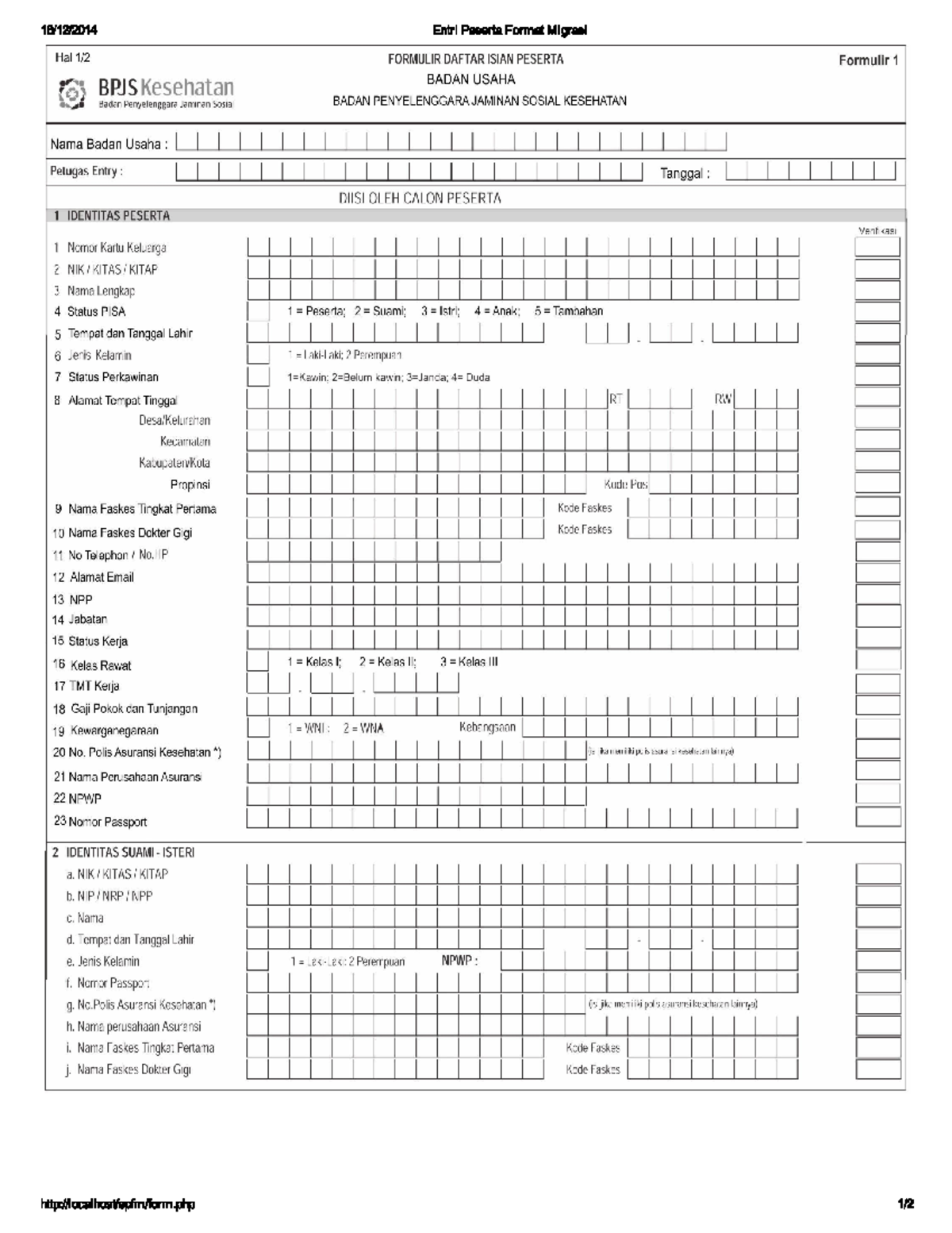 Form Isian BPJS - SGS - Pencegahan - Studocu