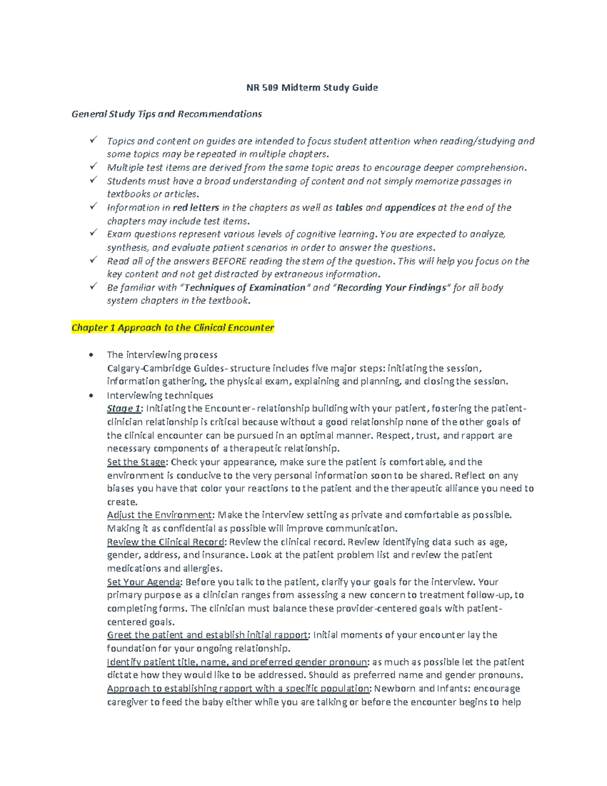 NR 509 Chapter 1 - NR 509 Midterm Study Guide General Study Tips and ...