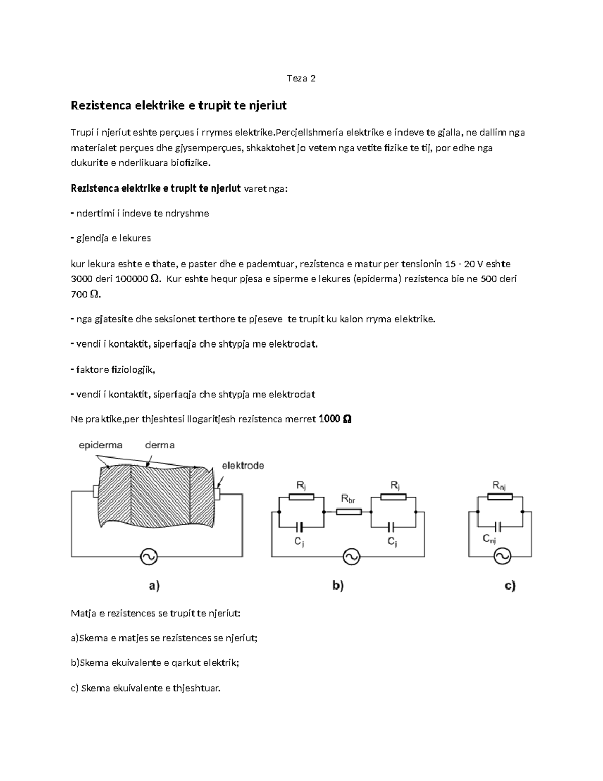 Teza 2 - teza sigurim teknik - Teza 2 Rezistenca elektrike e trupit te ...