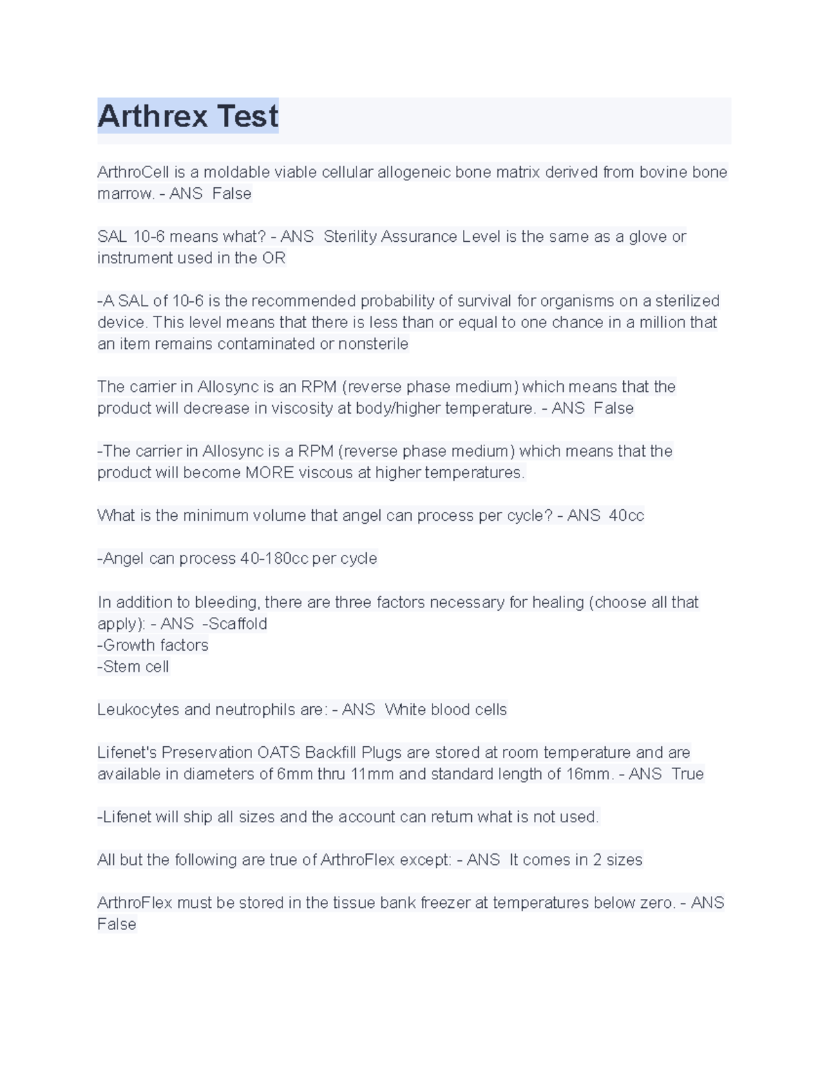 Arthrex Test - Arthrex Test ArthroCell is a moldable viable cellular ...