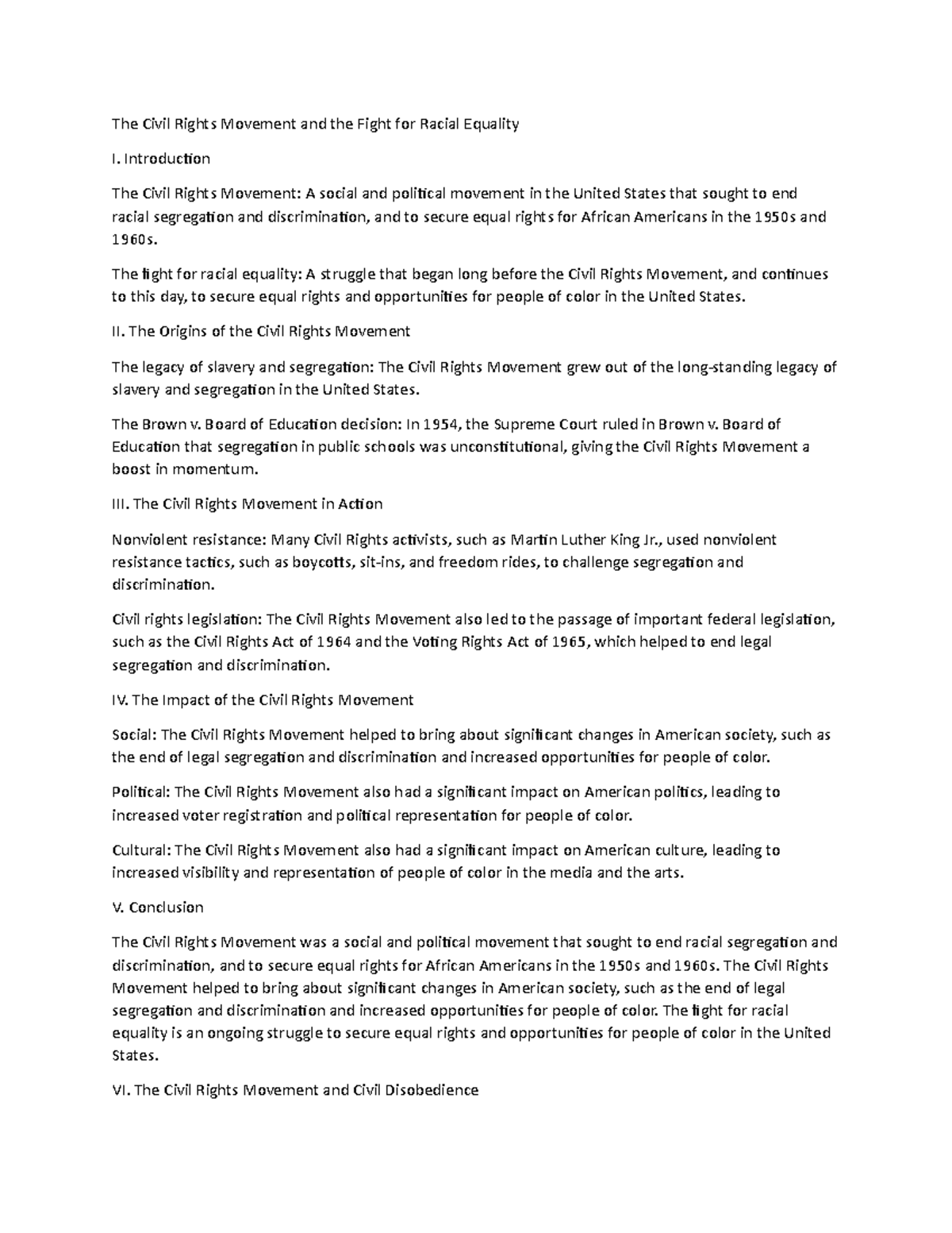 The Civil Rights Movement and the Fight for Racial Equality ...