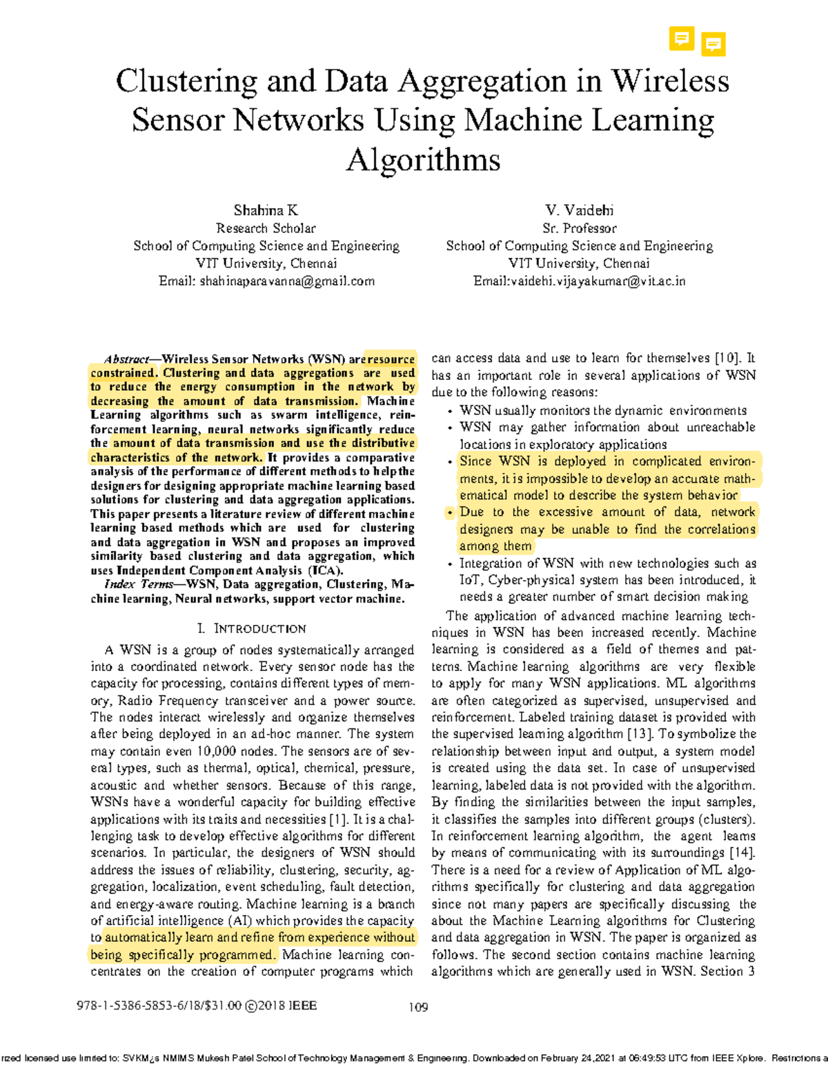 Clustering And Data Aggregation In Wireless Sensor Networks Using