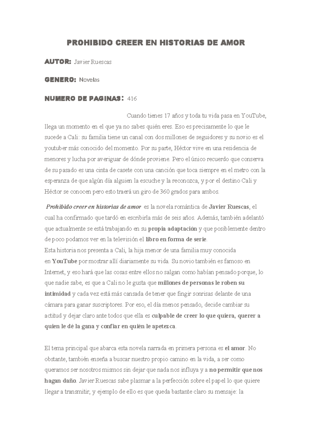 Prohibido Creer EN Historias DE AMOR - PROHIBIDO CREER EN HISTORIAS DE ...