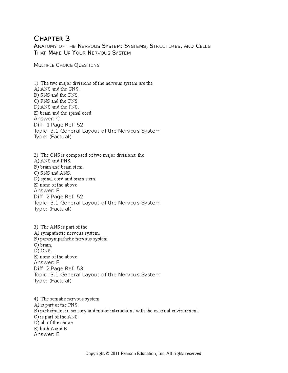 Sample/practice exam, questions and answers - CHAPTER 3 ANATOMY OF THE ...