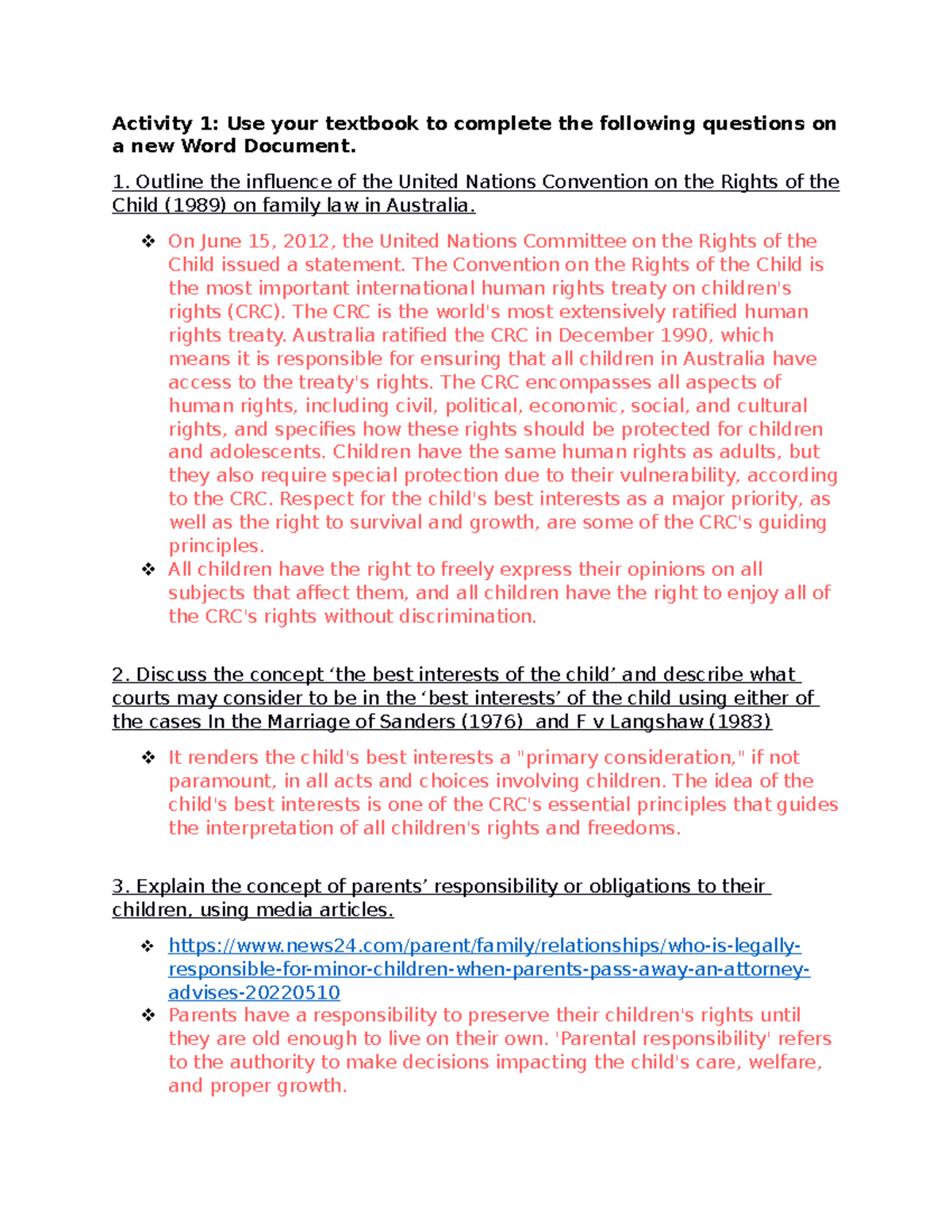 Lesson 4 Legal rights and obligations of parents and children ...