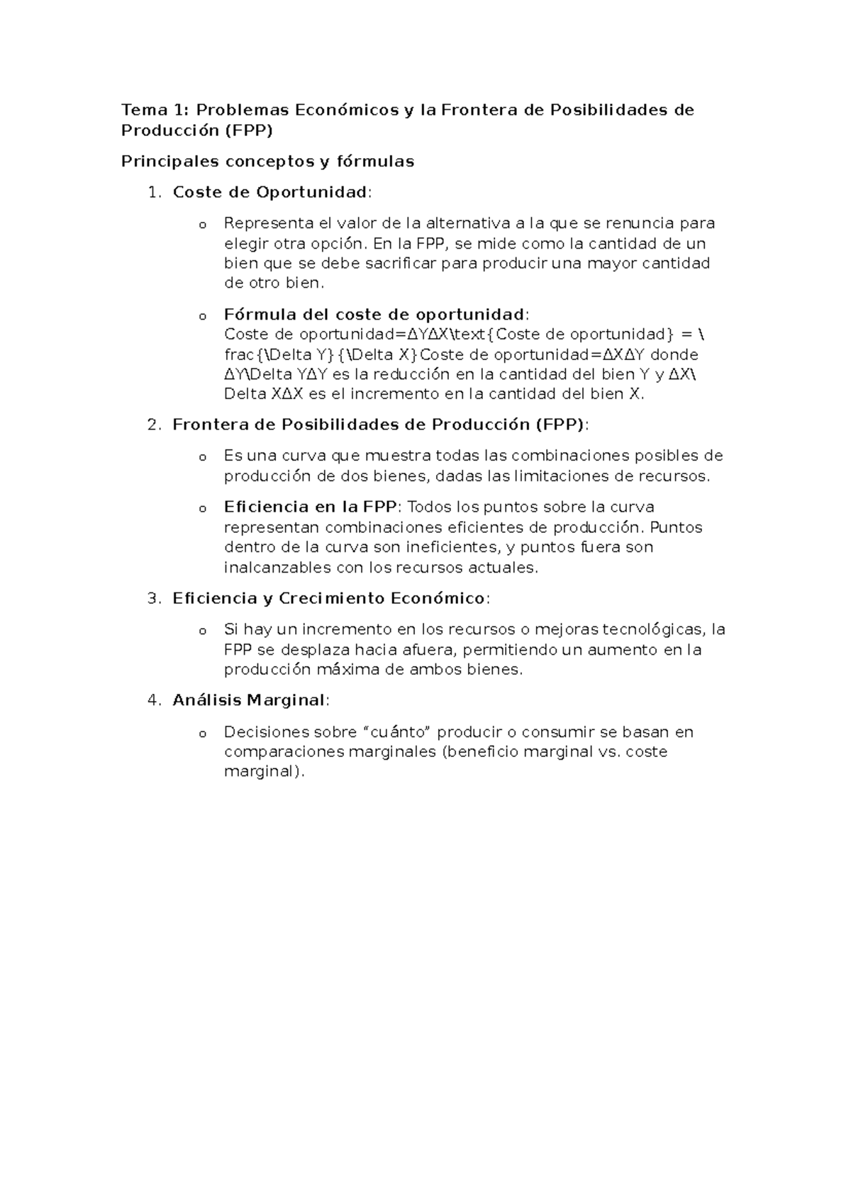 Tema 1 - resumen del T1 - Tema 1: Problemas Económicos y la Frontera de Posibilidades de ...