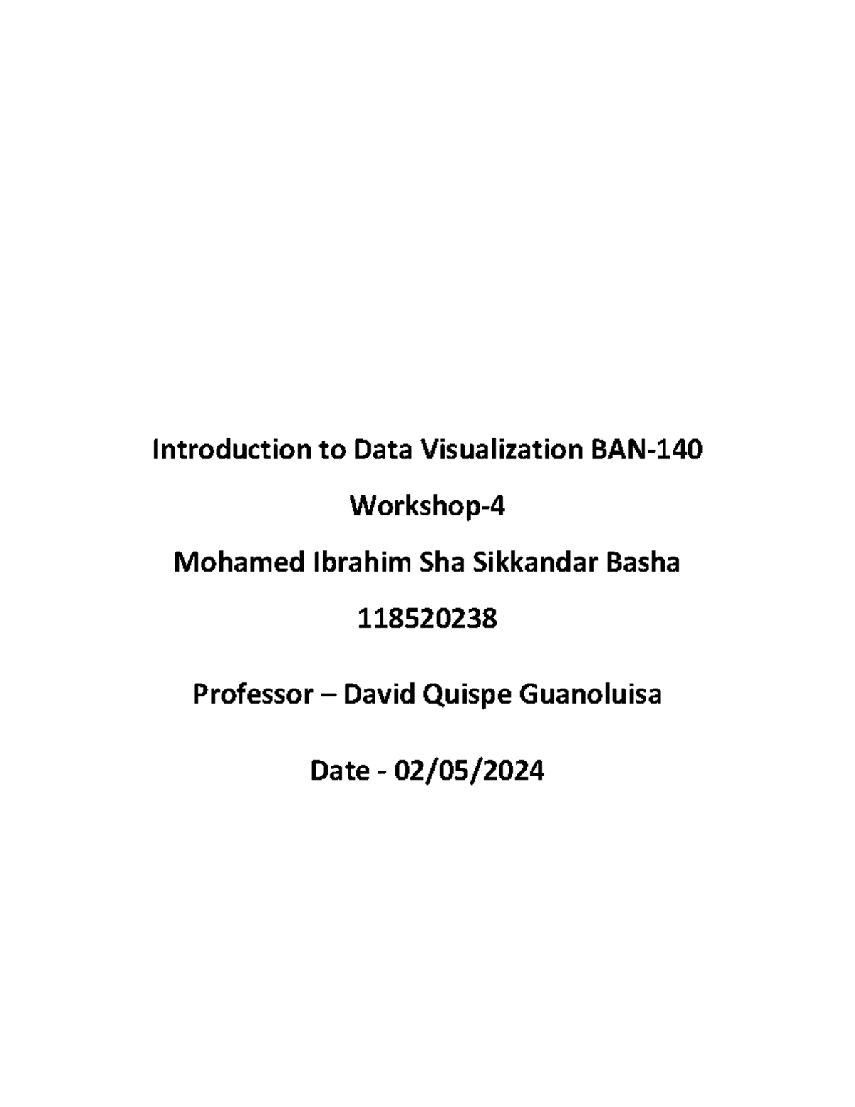 Assignment 4 Data Visualization Introduction To Data Visualization Ban 140 Workshop 4
