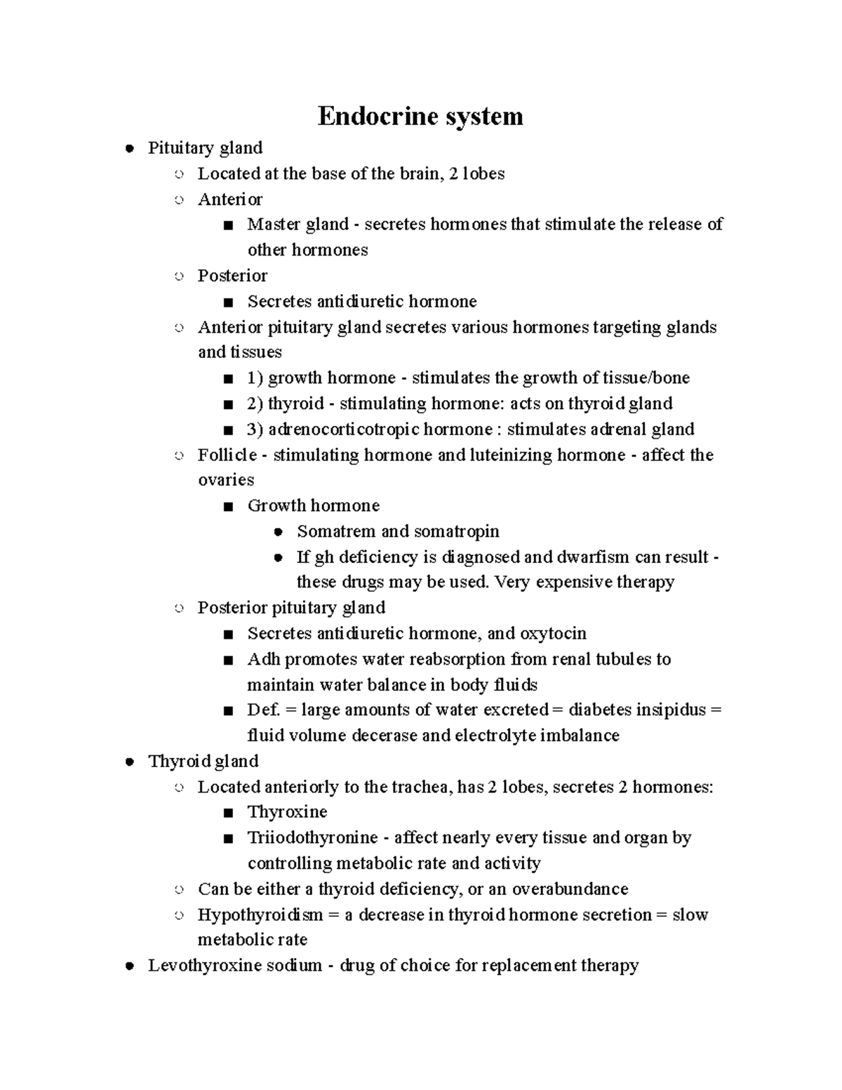 Endocrine system - Pharmacology - Endocrine system Pituitary gland ...