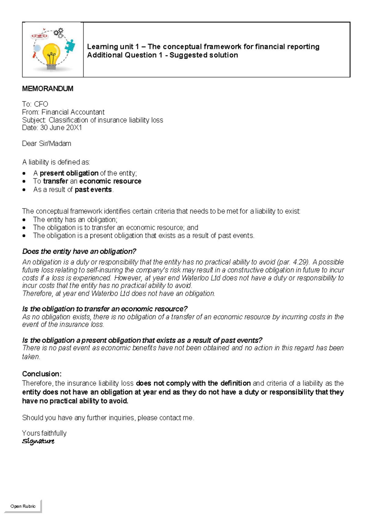 Suggested solutions Self assessment activities Learning unit 1 ...