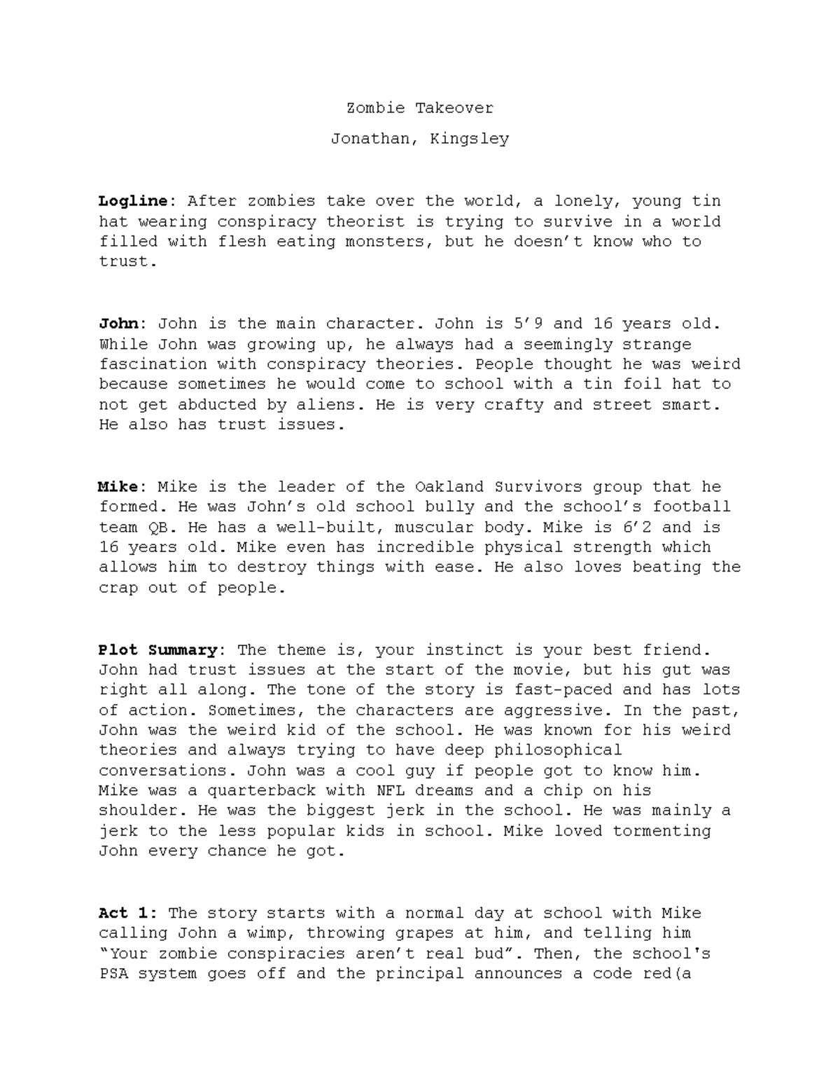 Zombie Takeover - jhjuibub - Zombie Takeover Jonathan, Kingsley Logline ...