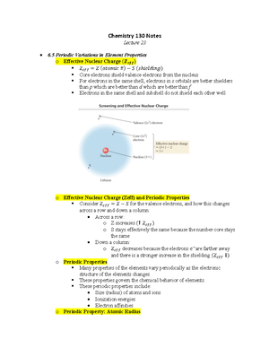 Chemistry 130 Notes Lecture 23 - § These properties govern the chemical ...