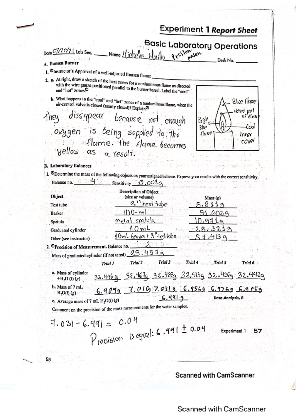 Report Sheet Lab 1 Chemistry - CHM 1045C - Studocu