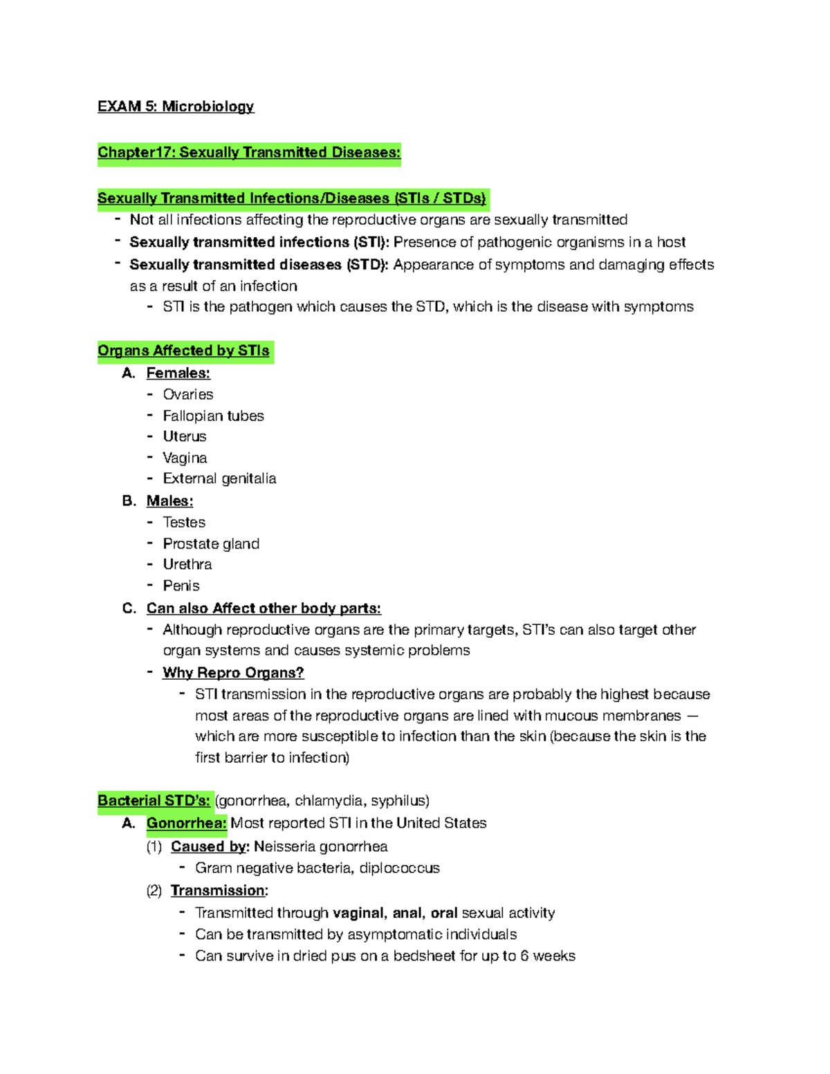 Exam 5 - Microbio - notes for each exam. I got an A (97.7) in this ...
