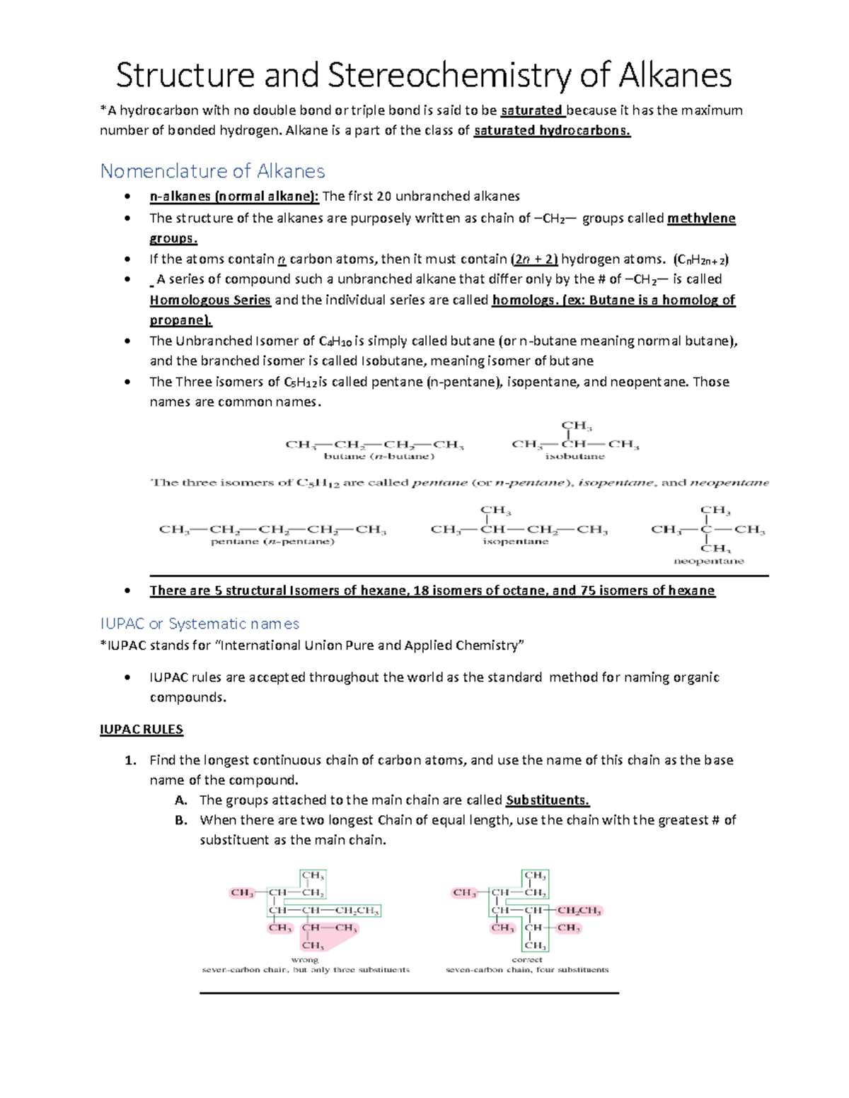 Structure and stereochemistry of Alkanes - Alkane is a part of the ...