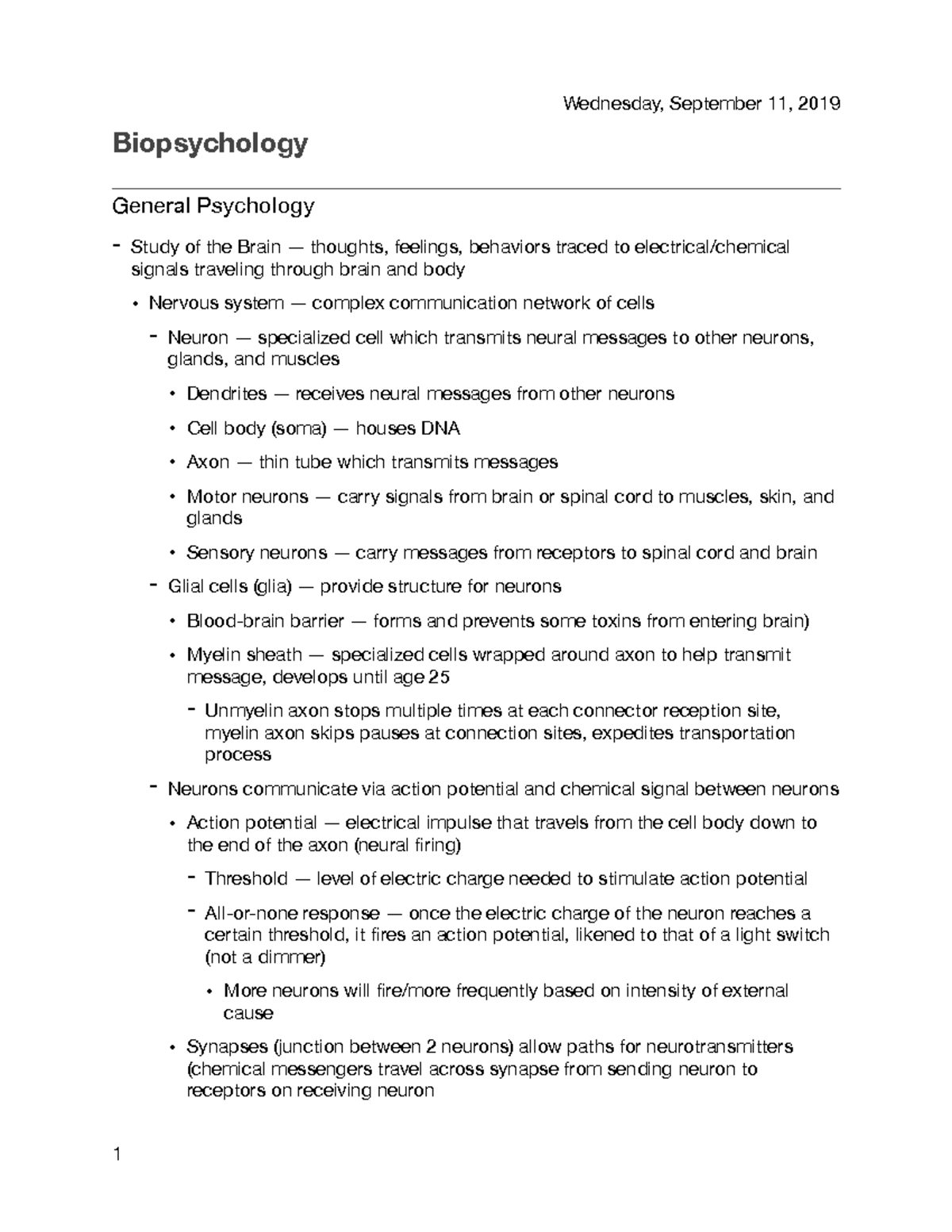 biopsychology . - Biopsychology General Psychology - Study of the Brain ...