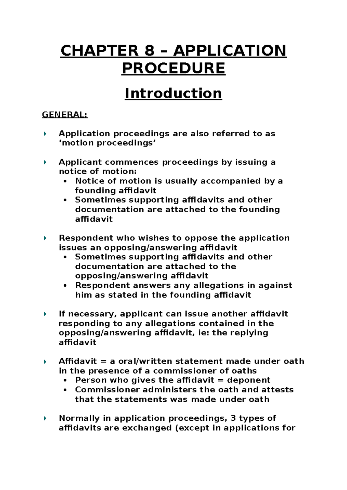 Chapter 8 - CHAPTER 8 – APPLICATION PROCEDURE Introduction GENERAL ...