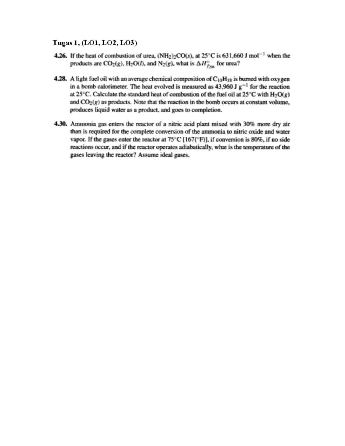 TTK1 Tugas 1 - Departemen Teknik Kimia - Tugas 1, (LO1, LO2, LO3) - Studocu