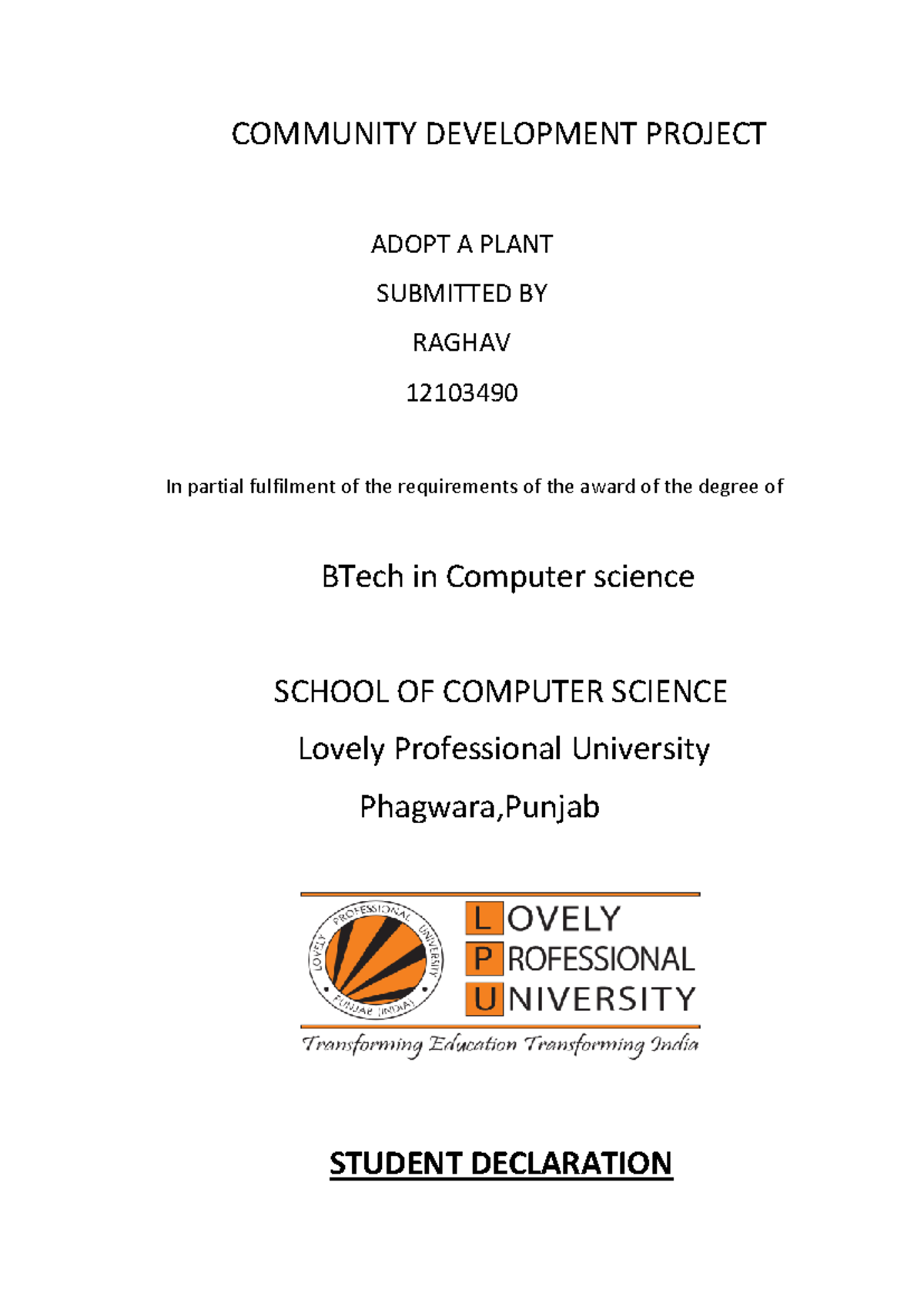 Community Development Project - COMMUNITY DEVELOPMENT PROJECT ADOPT A ...