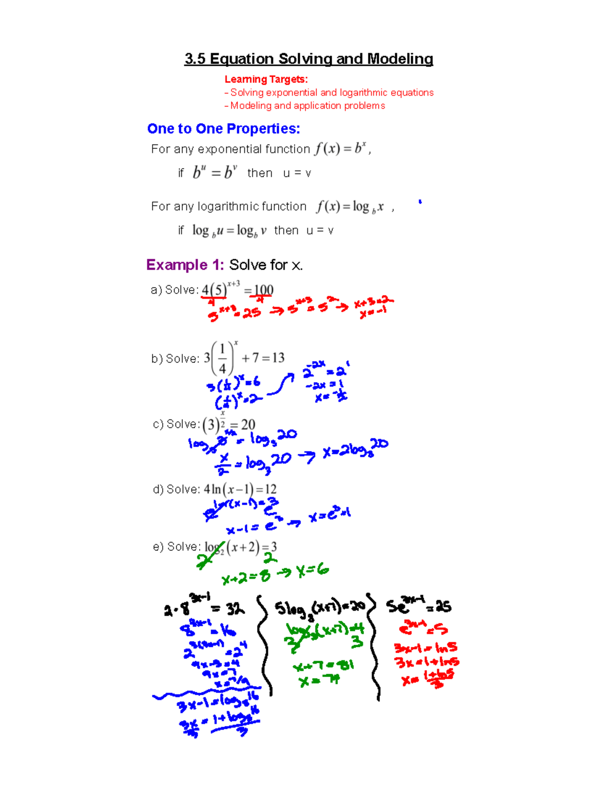3.5 Notes - Example 1: Solve for x. 3 Equation Solving and Modeling ...